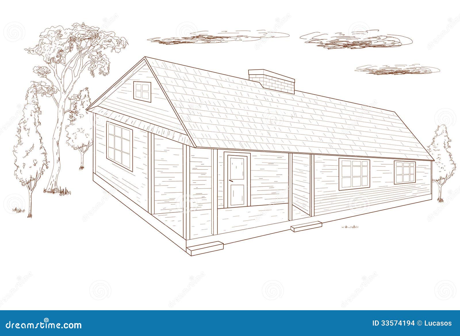 Country House - Hand Drawn. Stock Illustration - Illustration of cosy ...
