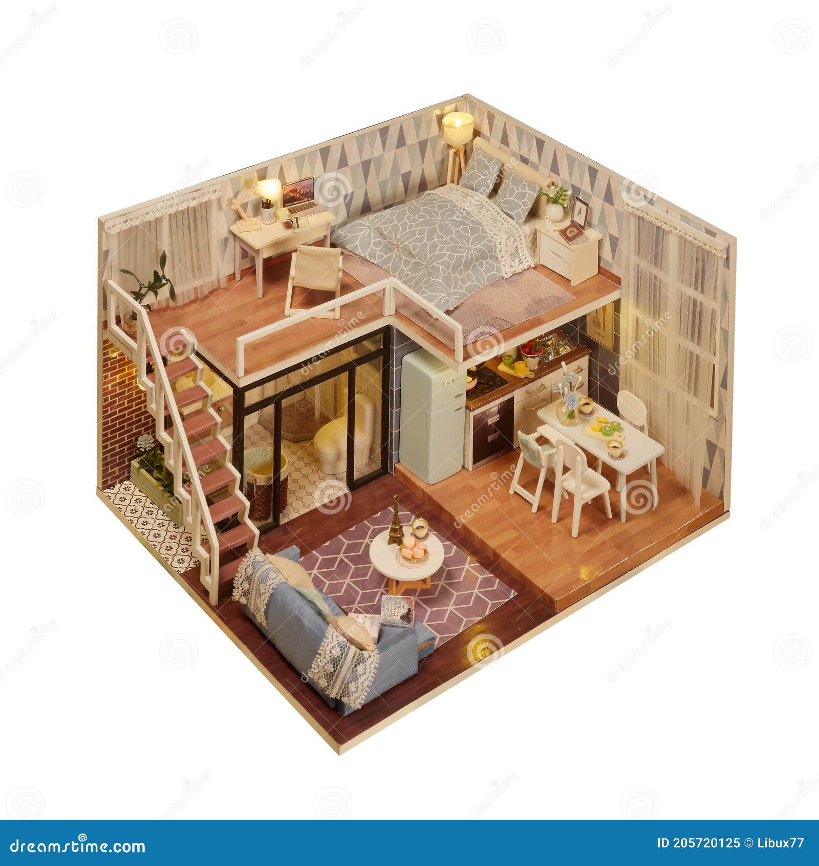 Country House Interior Apartment Tiny Model Home Isolated White ...