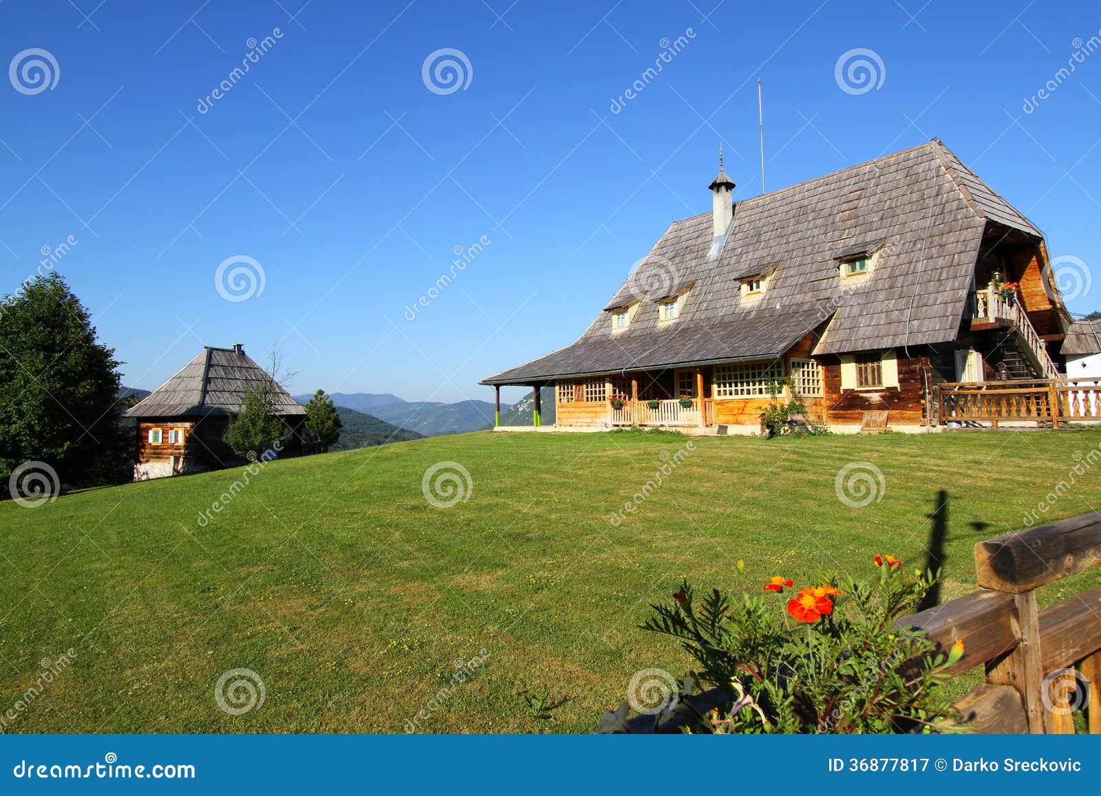 Country house stock image. Image of blue, slope, field - 36877817