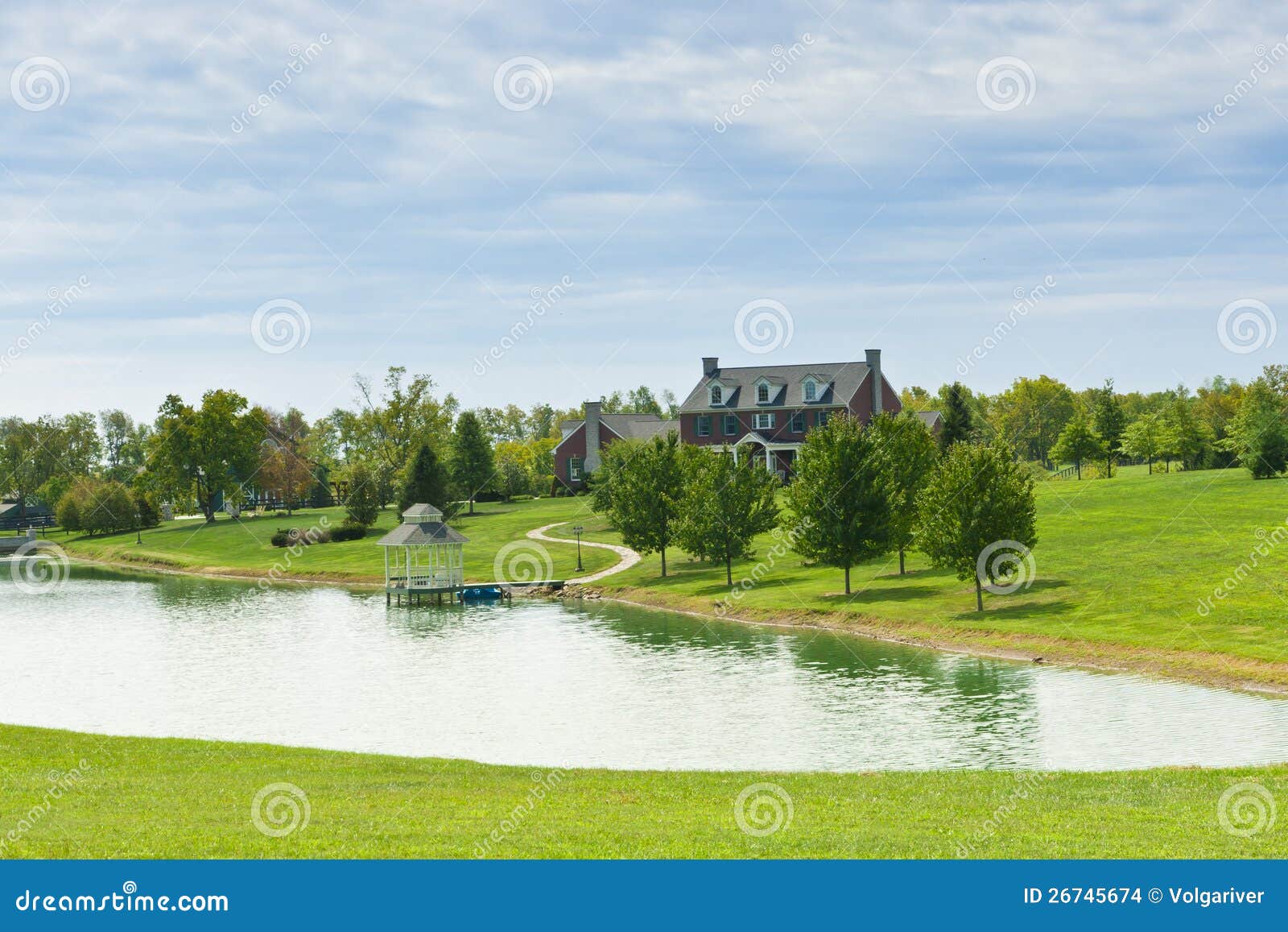 Country house and pond stock photo. Image of ranch, kentucky - 26745674