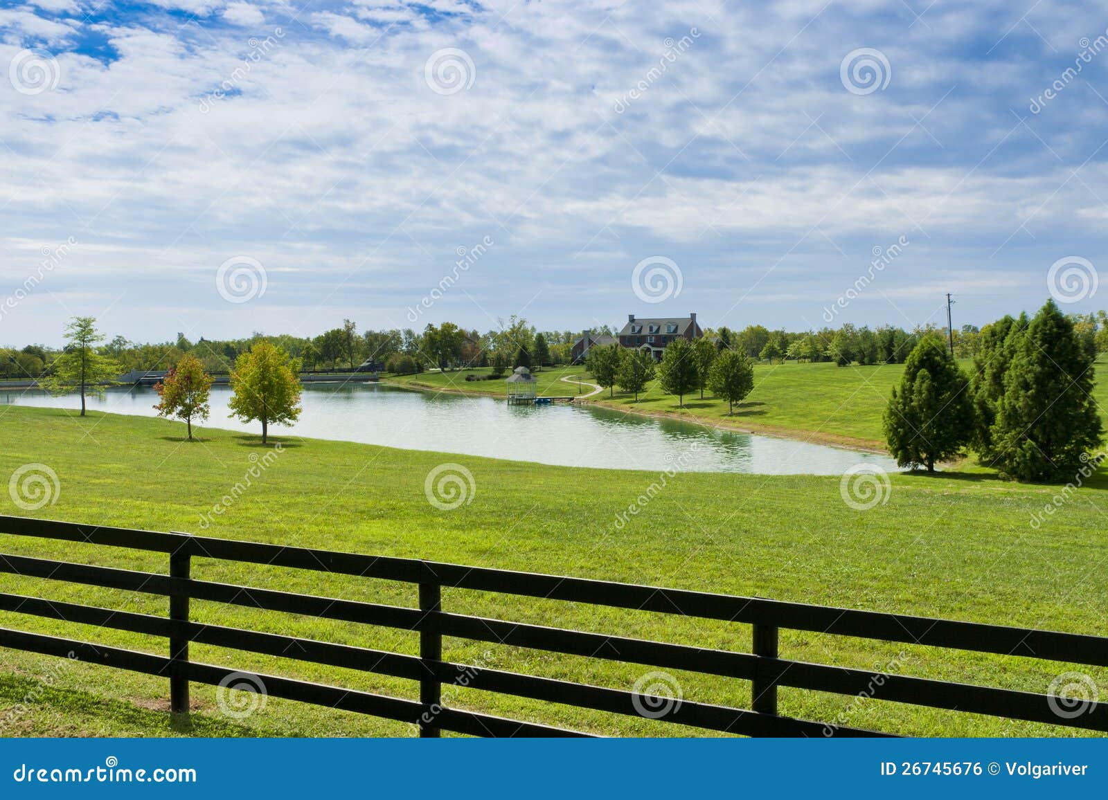 Country house and pond stock photo. Image of kentucky - 26745676
