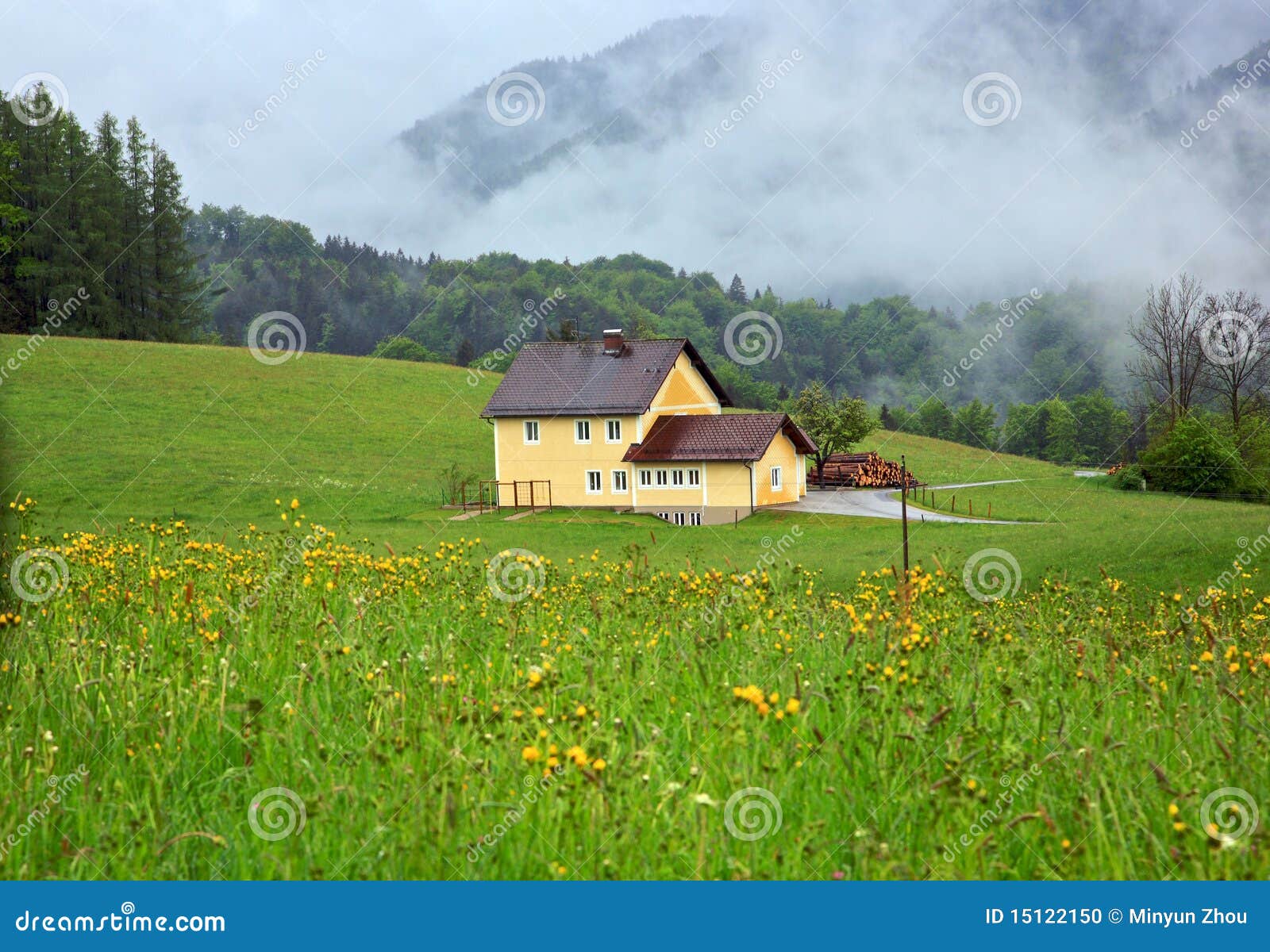 Country House in spring stock photo. Image of hill, architectural ...
