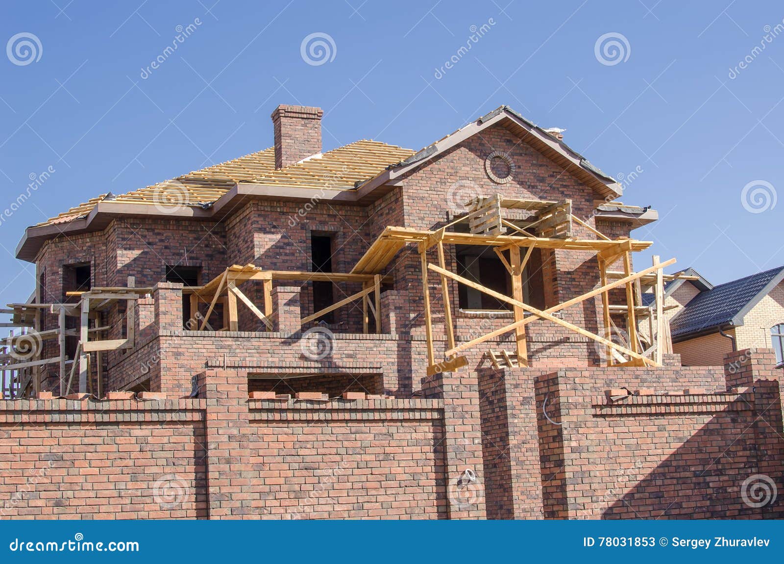 Country House Under Construction Stock Image - Image of facade ...