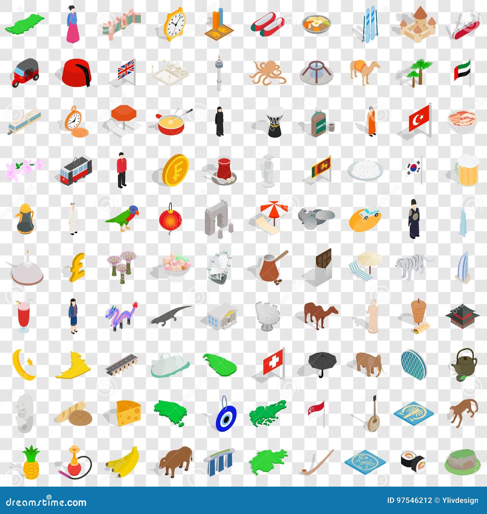 100 Country Icons Set, Isometric 3d Style Stock Vector - Illustration ...