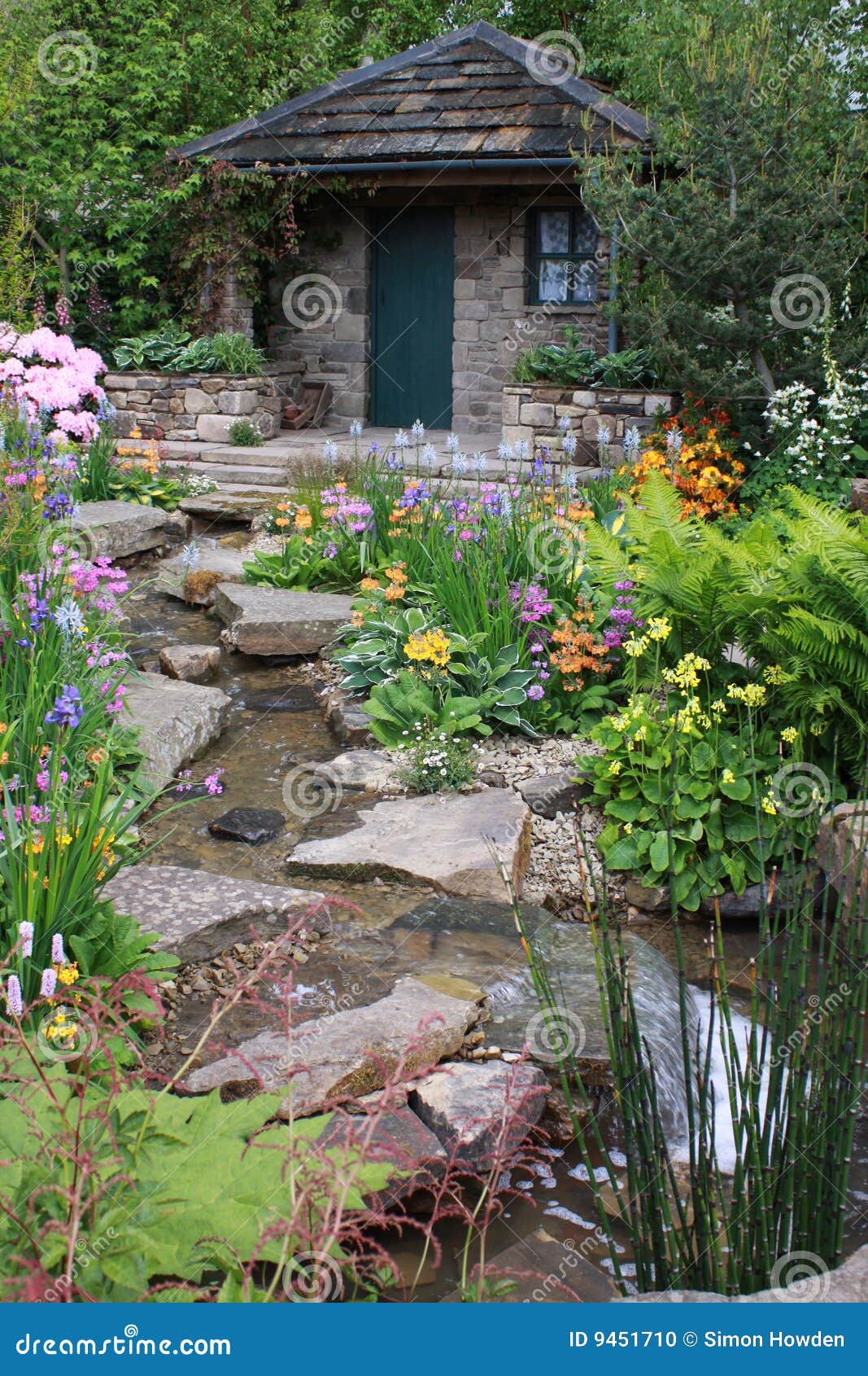 Country Idyll stock photo. Image of cottage, flow, stream - 9451710