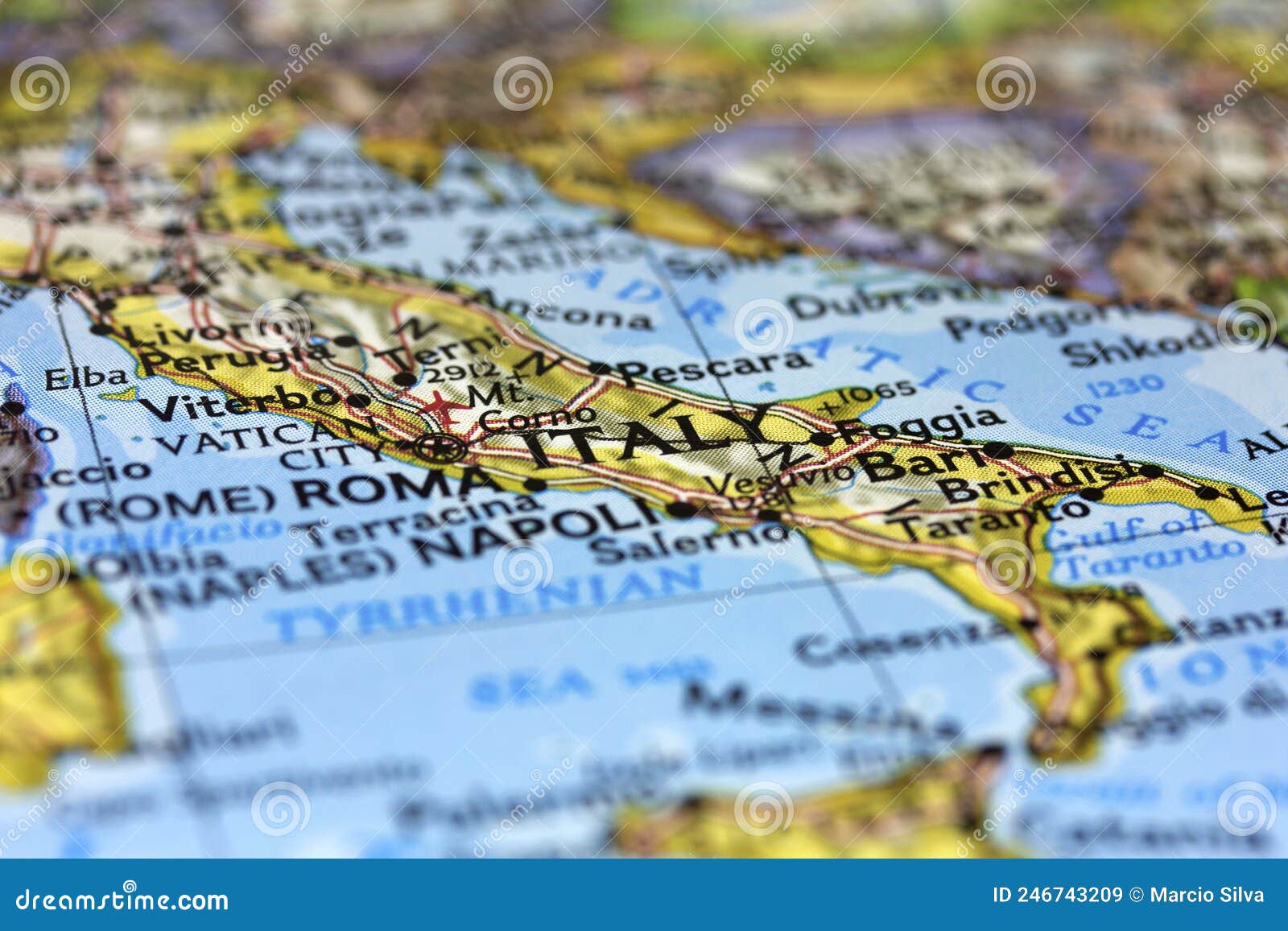 Italy on the map stock image. Image of coordinates, geography - 246743209
