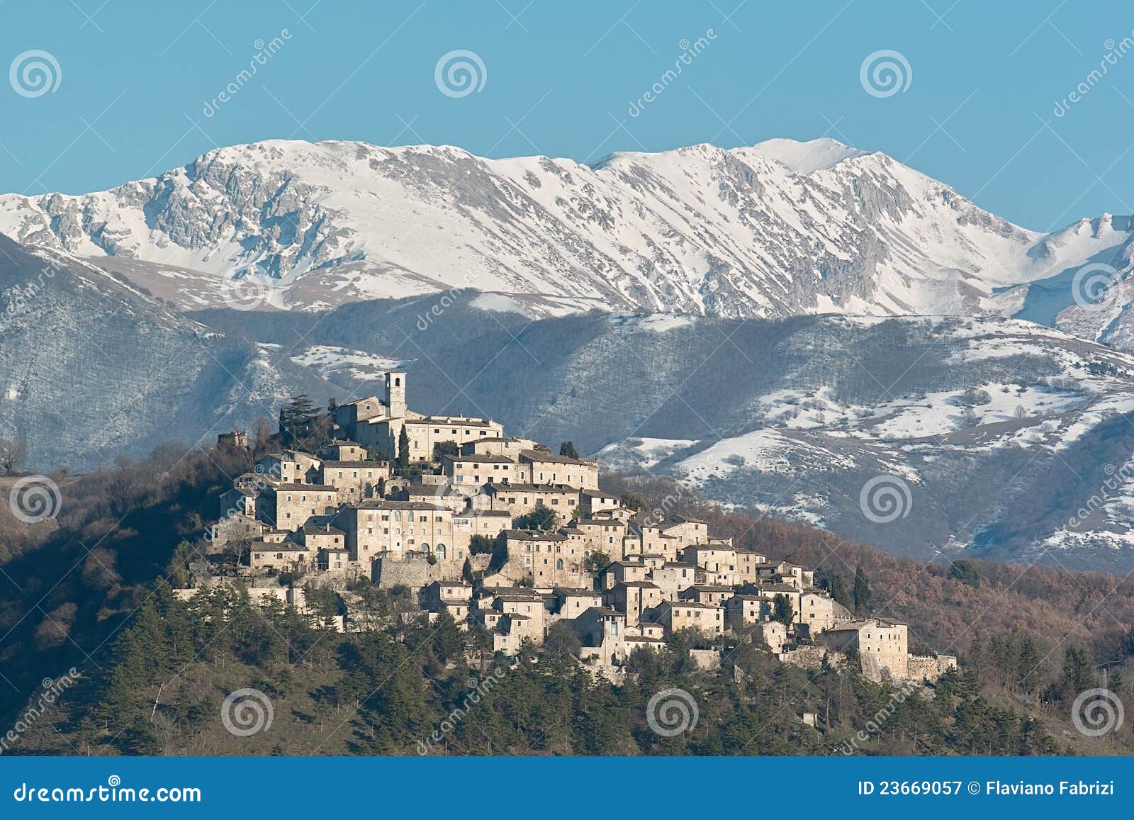 The Country of Labro and the Mountain Terminillo Stock Image - Image of ...