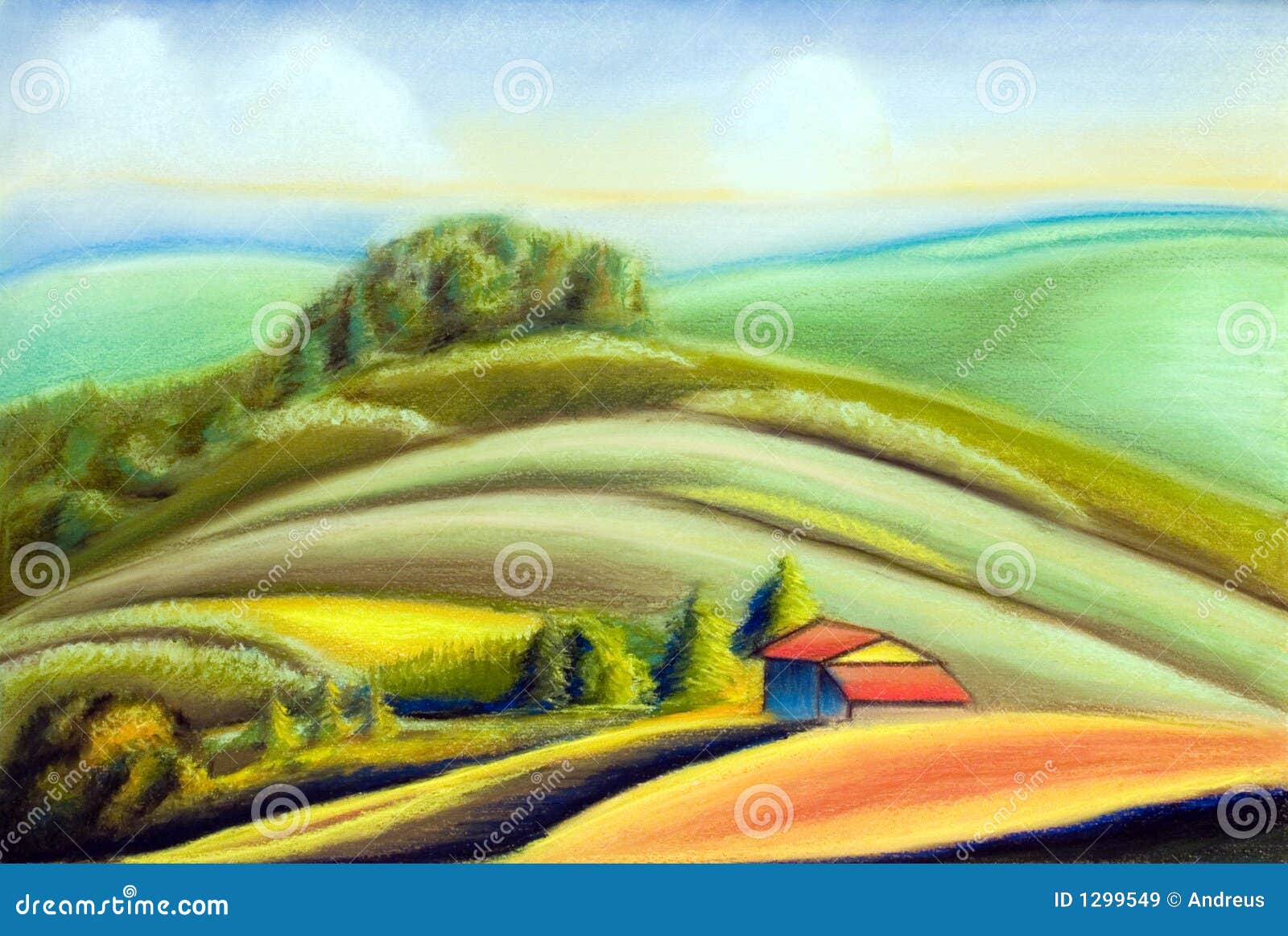 Country landscape stock illustration. Illustration of rural - 1299549