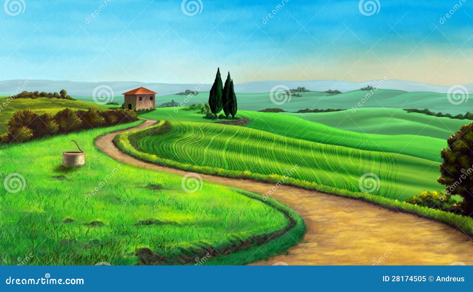 Country landscape stock illustration. Illustration of italy - 28174505