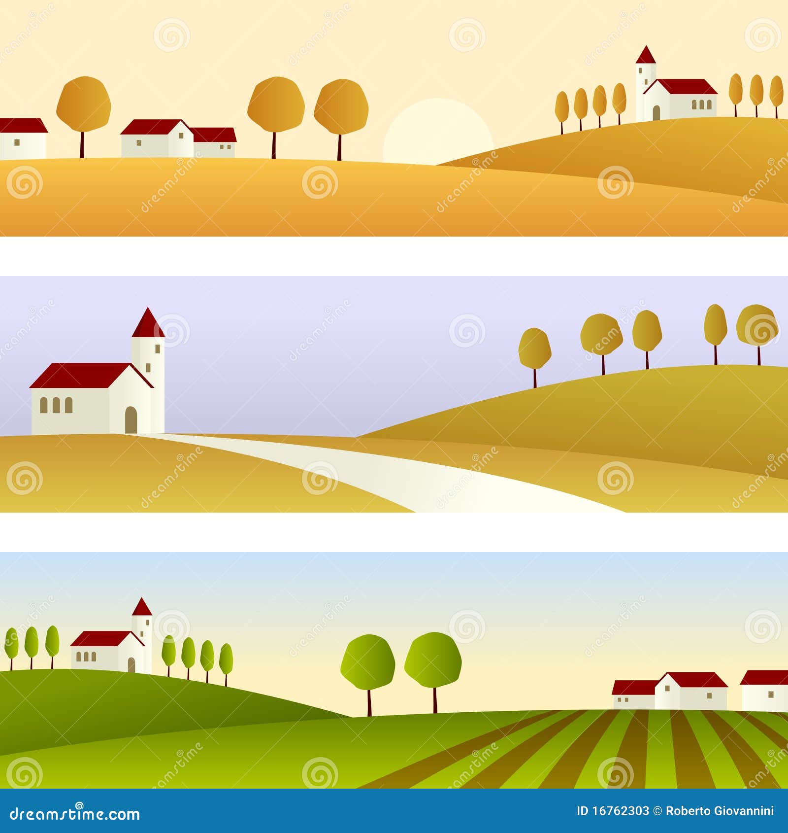 Country Landscape Banners stock vector. Illustration of harvesting ...