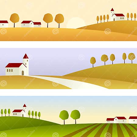 Country Landscape Banners stock vector. Illustration of harvesting ...