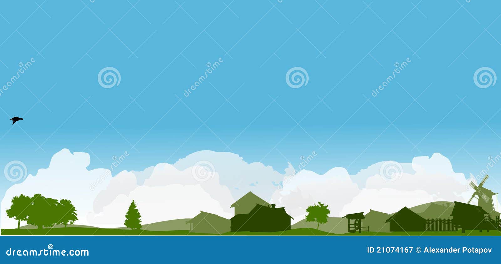 Country Landscape with Green Trees Stock Vector - Illustration of ...