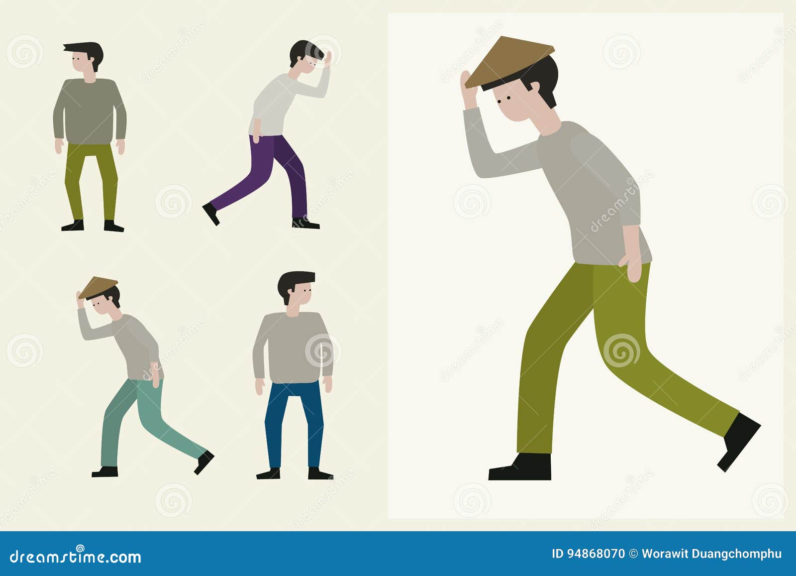 Country Man walking. stock vector. Illustration of person - 94868070