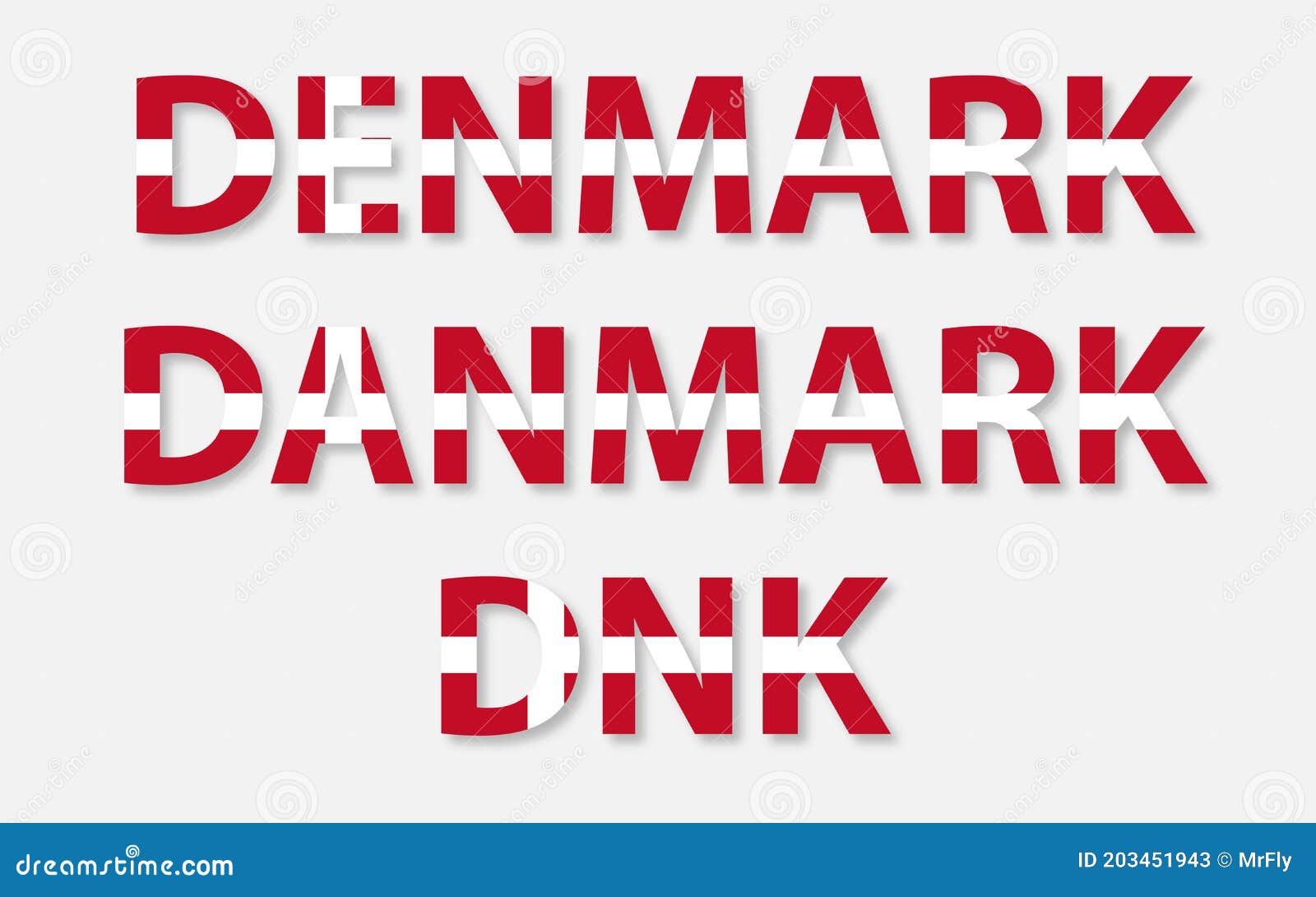 Denmark, Country Name with Official Flag, Vector Illustration Stock ...