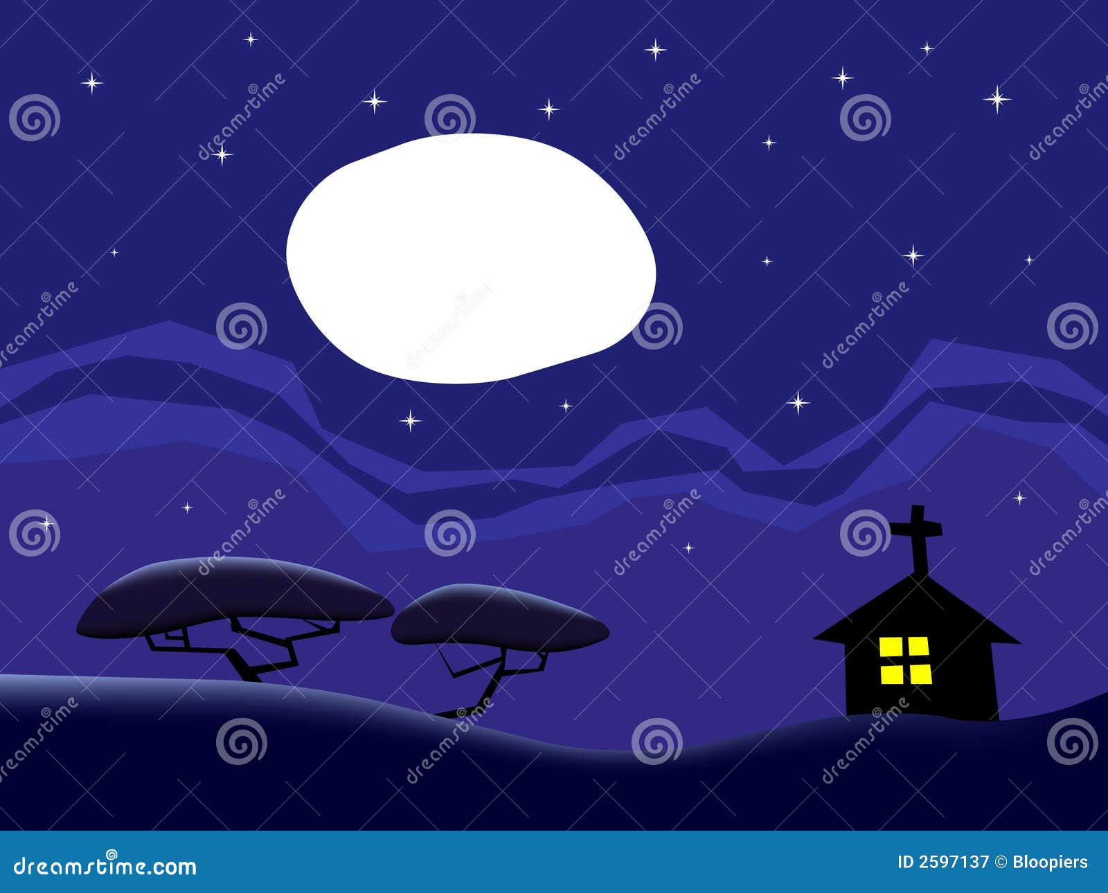 The country at night stock vector. Illustration of cloud - 2597137