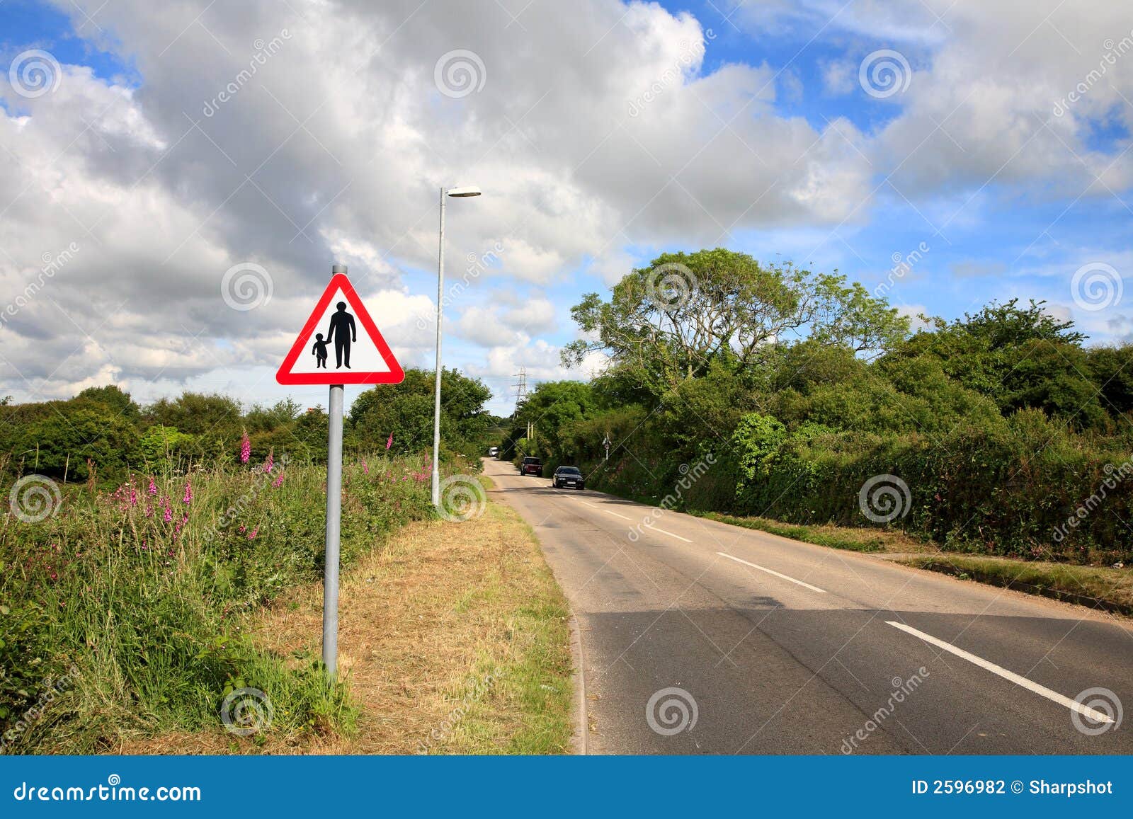 Country road. stock photo. Image of grass, color, cars - 2596982