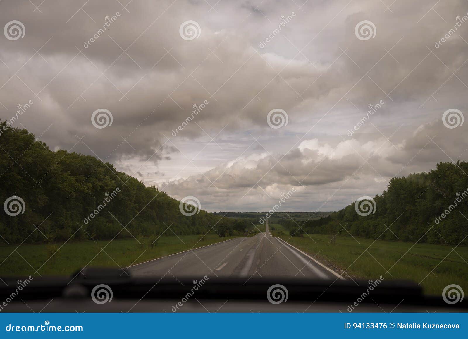 The Country Road with Clouds Stock Photo - Image of colors, hill: 94133476