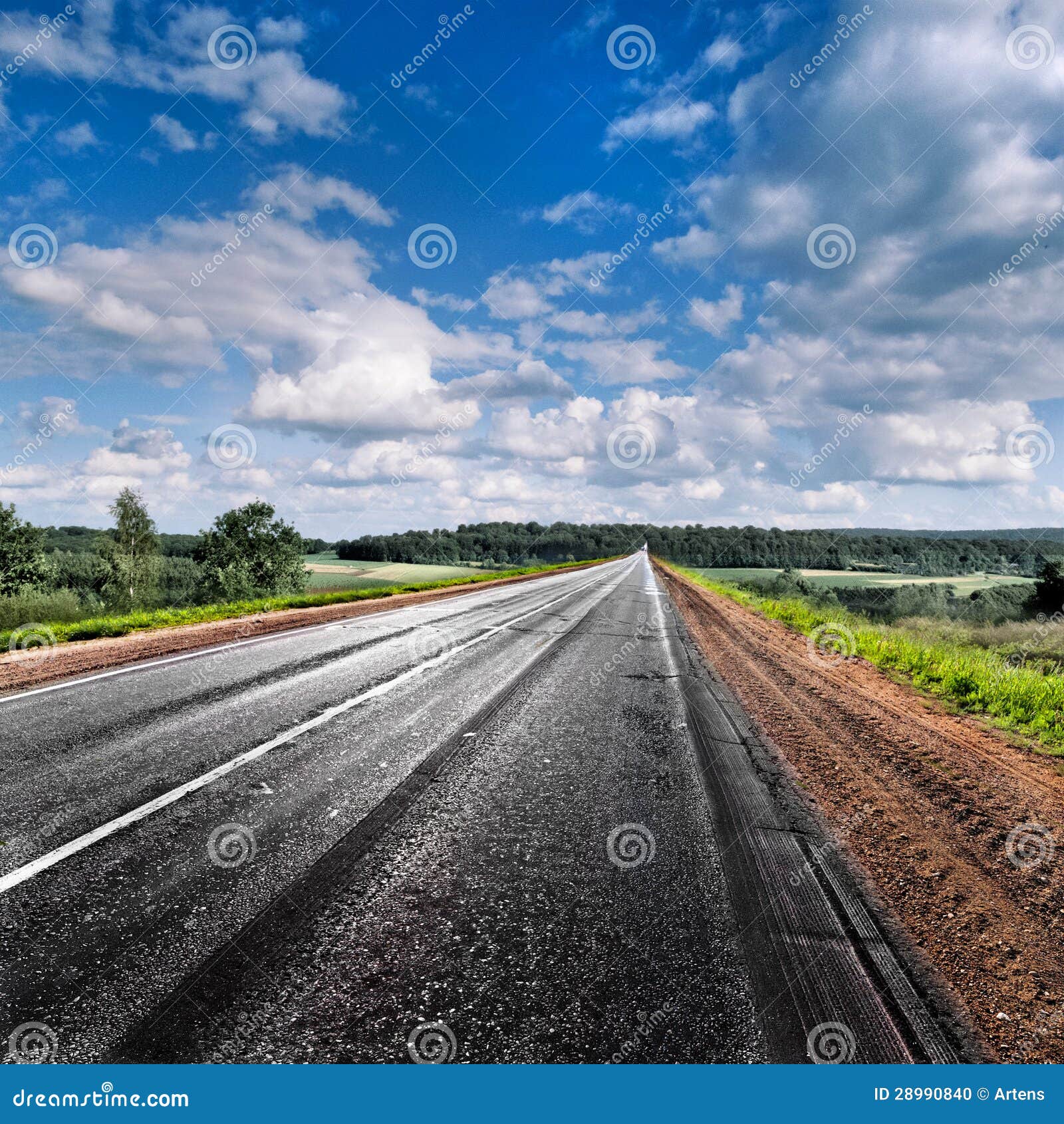 Country Road Disappearing into the Distance. Panorama Stock Photo ...