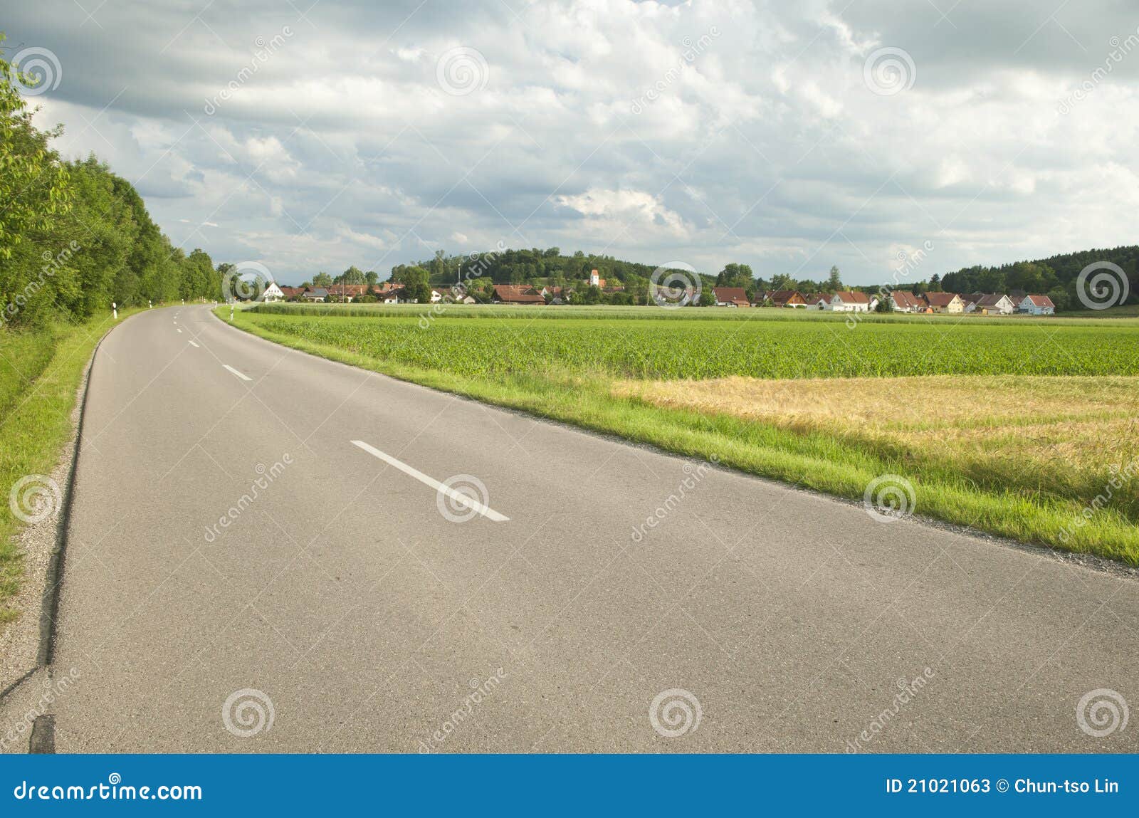 Country Road with Dramatic Sky in Outdoor. Stock Image - Image of ...