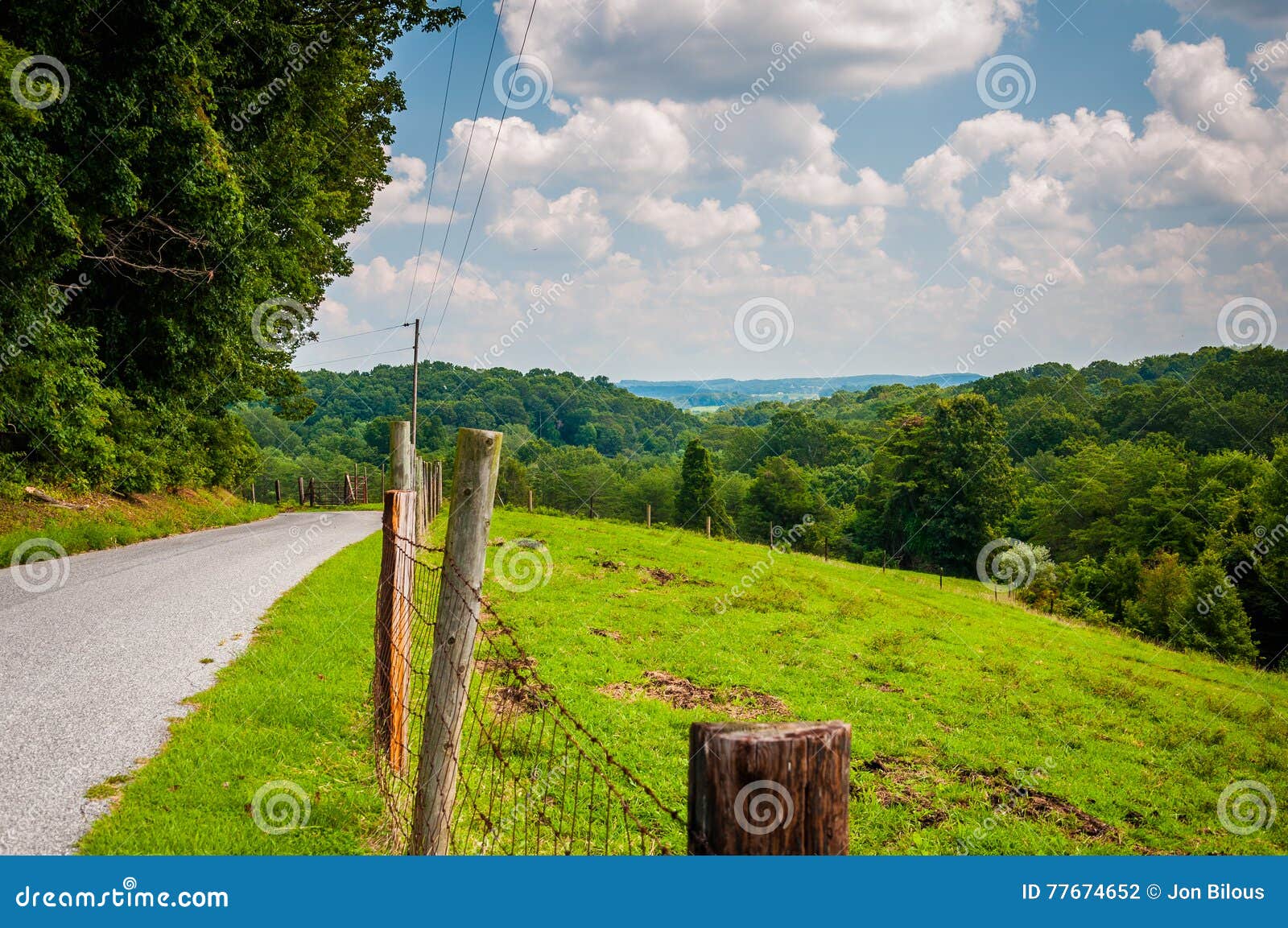 Country Road and Fields in Rural Baltimore County, Maryland. Stock ...
