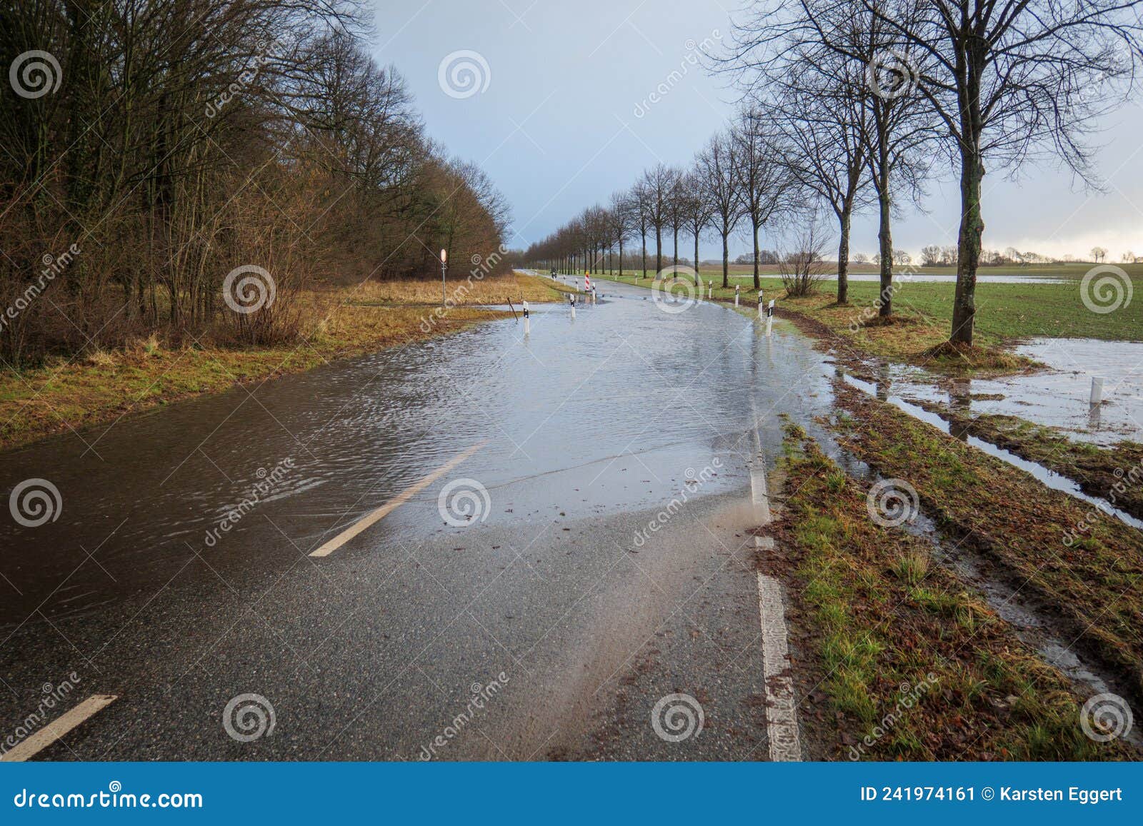 Country Road is Flooded after Heavy Rainfall Stock Image - Image of ...