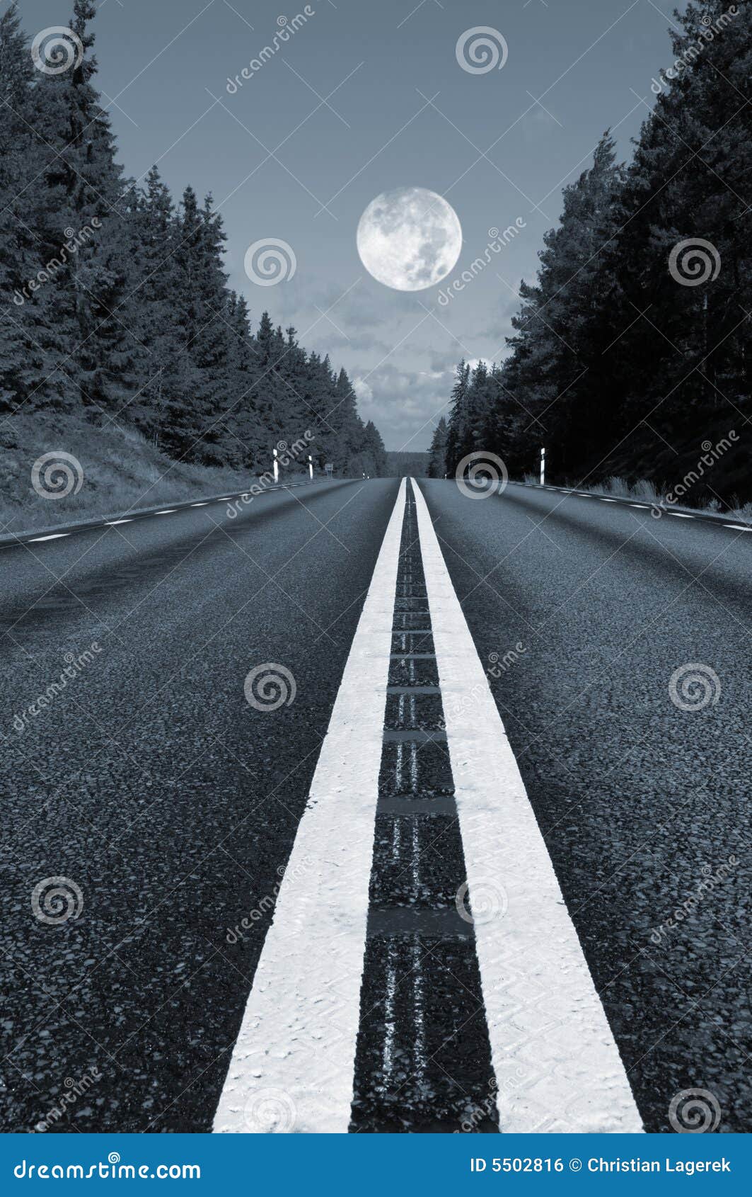 Country road and full moon stock photo. Image of moon - 5502816
