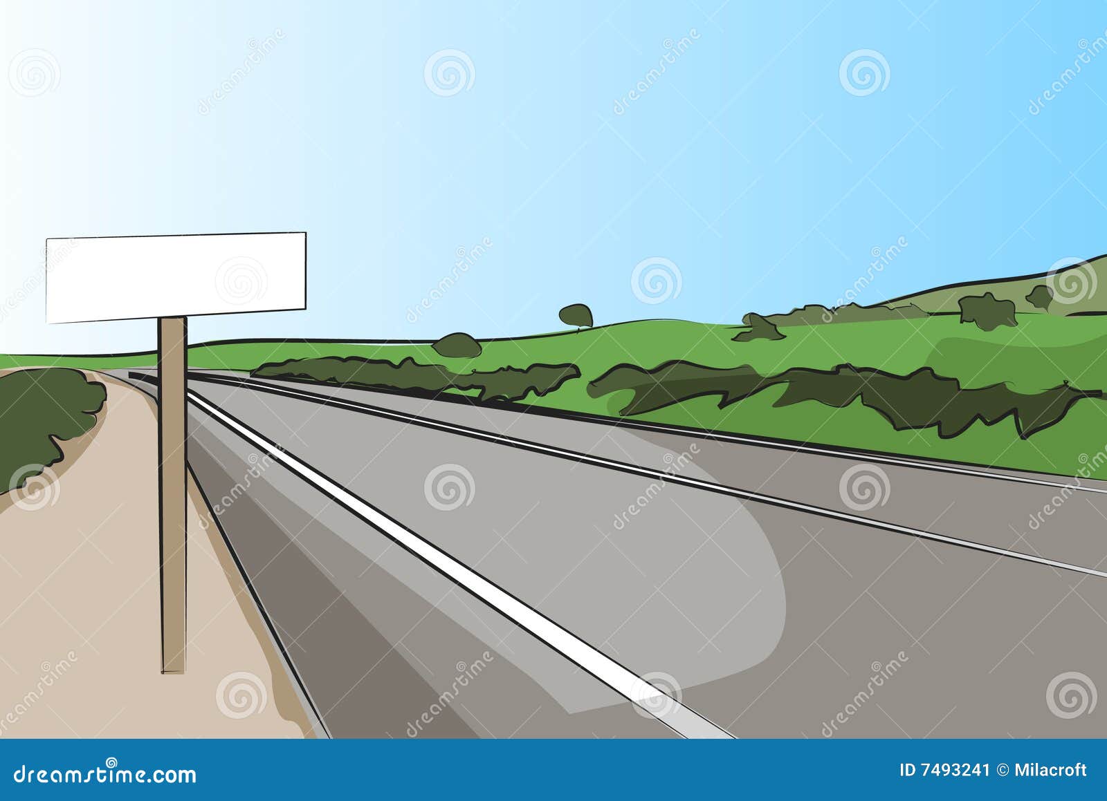 Country Road with Signal - Vector Illustration Stock Vector ...