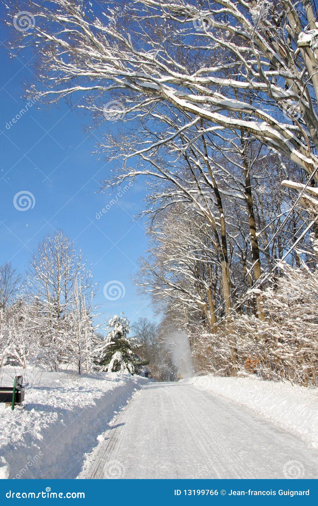 Country road in snow stock photo. Image of snowflakes - 13199766