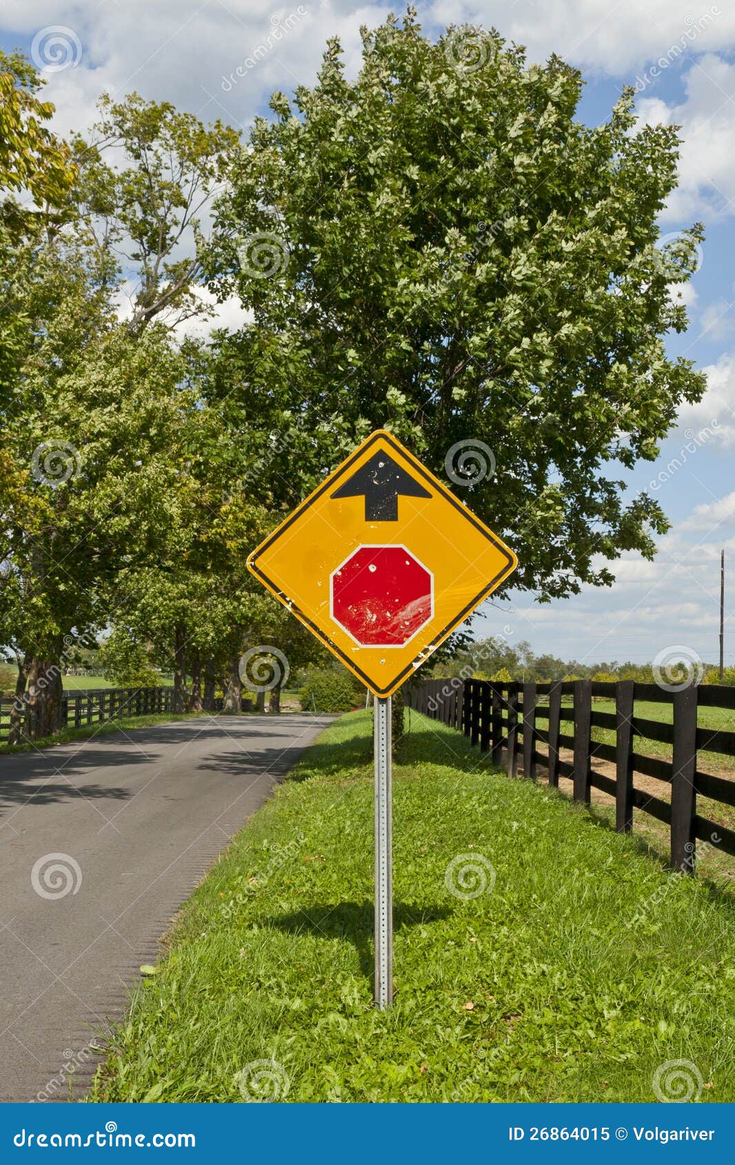 Country Road and Stop Sign Ahead Stock Image - Image of blue, horse ...