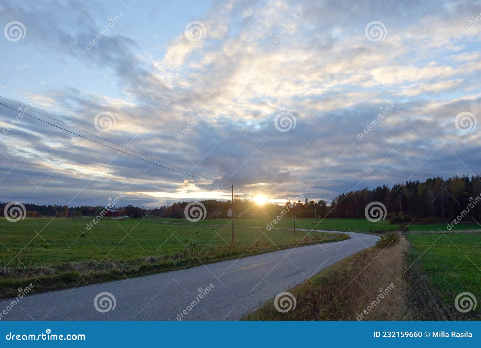 Country road at sundown stock photo. Image of asphalt - 232159660