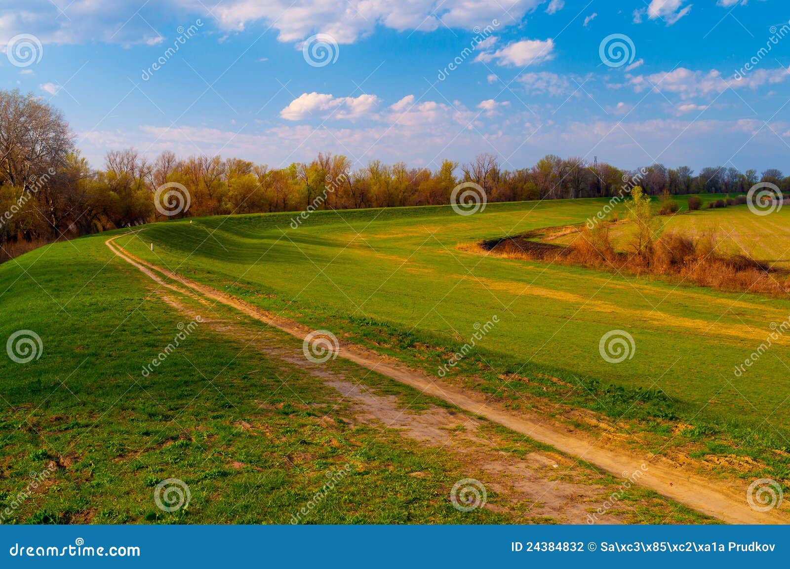 Country Road on Sunny Spring Day Stock Photo - Image of green, scenics ...