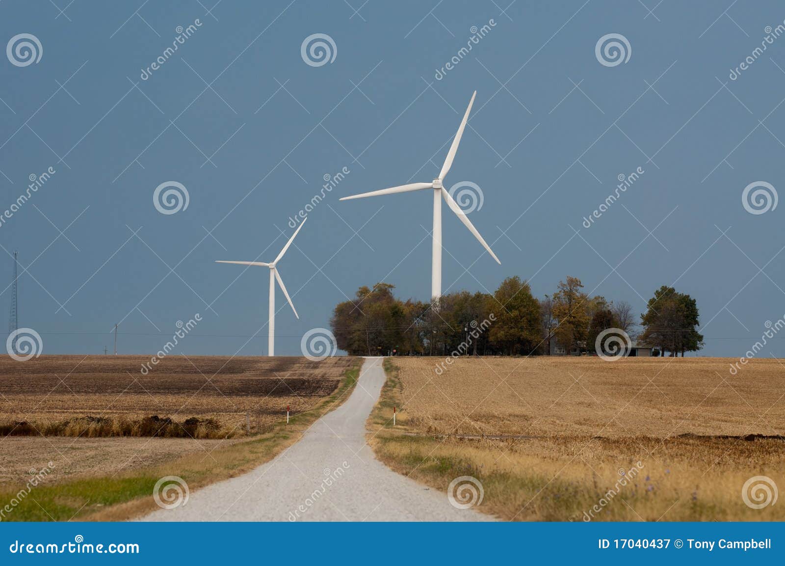 Country Road and a Wind Farm Stock Image - Image of electricity ...