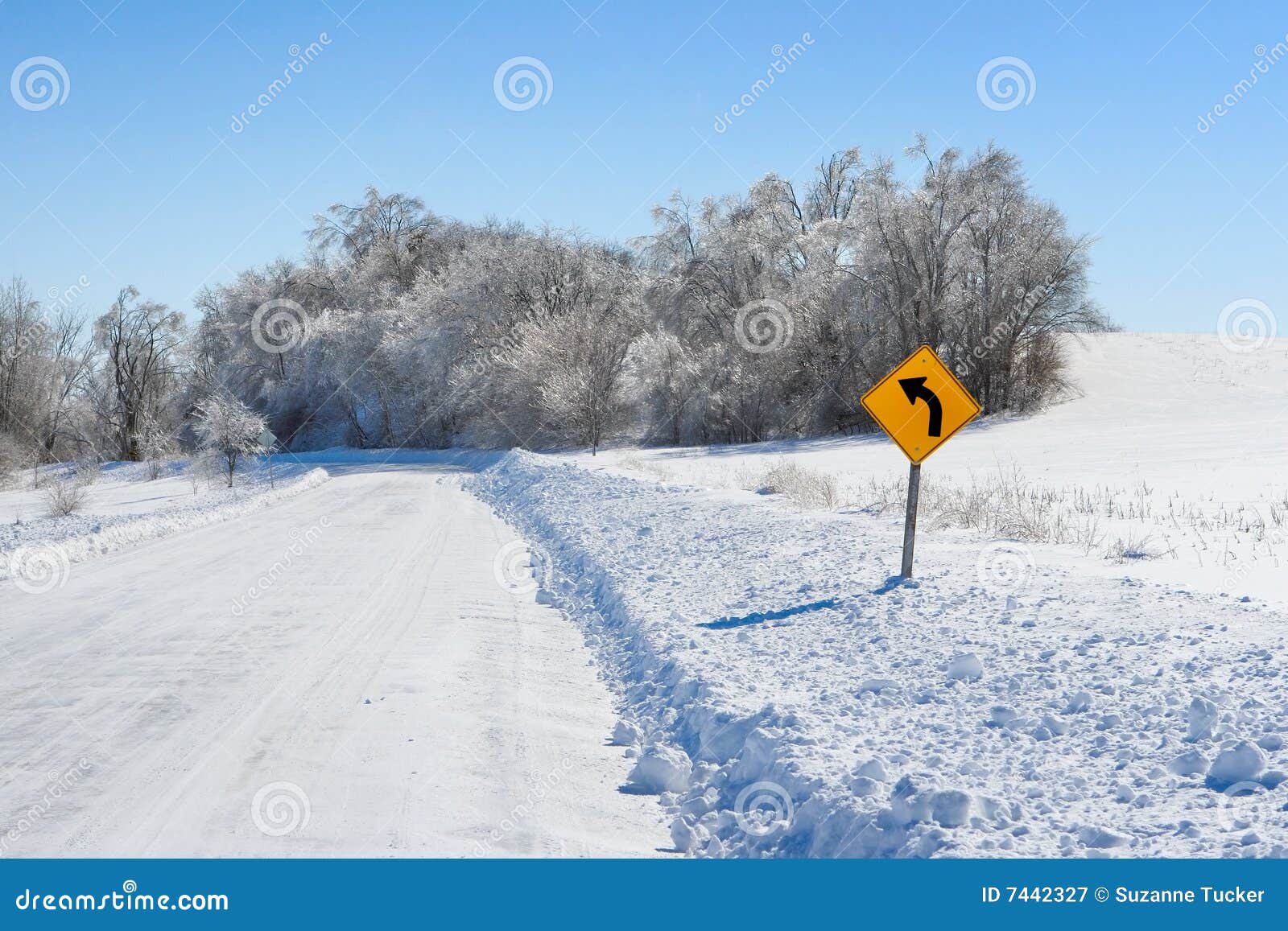 Country Road in winter stock image. Image of seasonal - 7442327