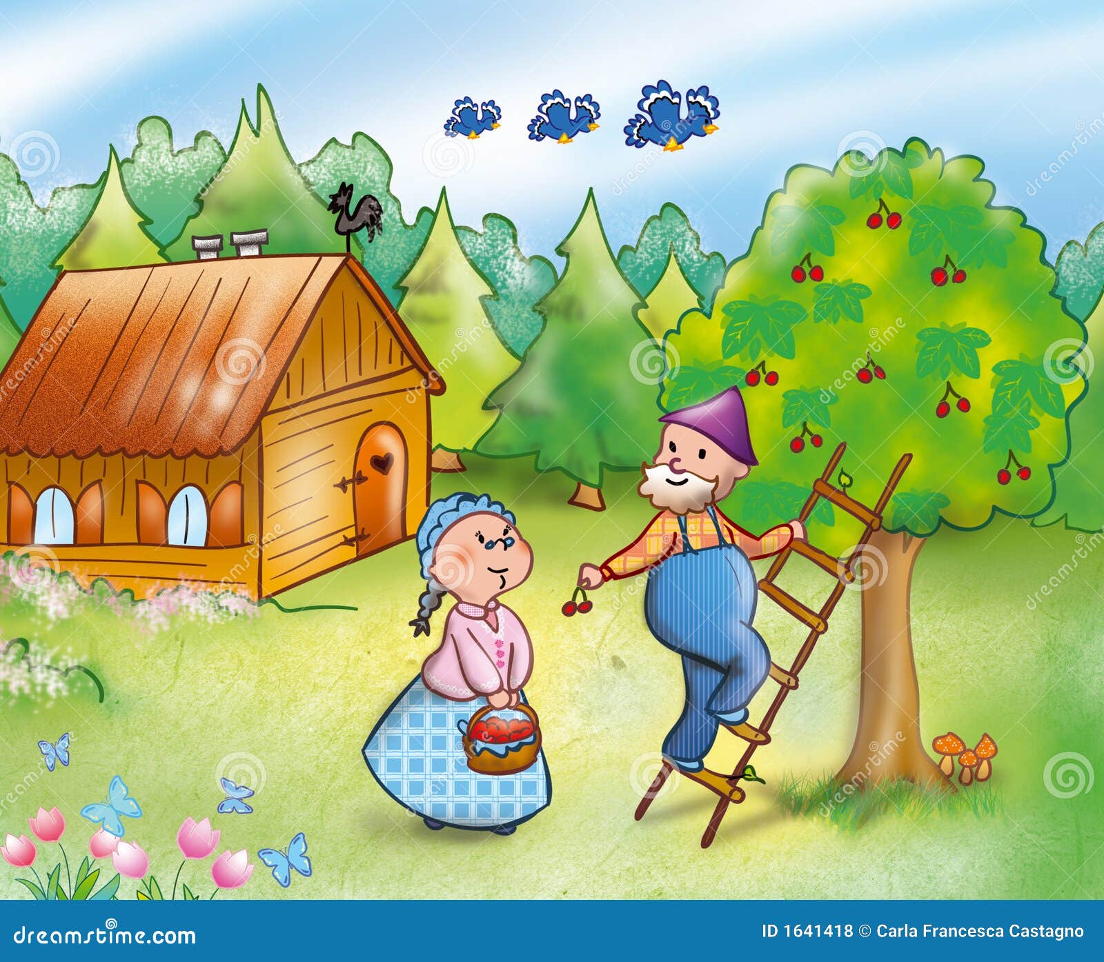 Picking Cherries Vector Illustration | CartoonDealer.com #27934612