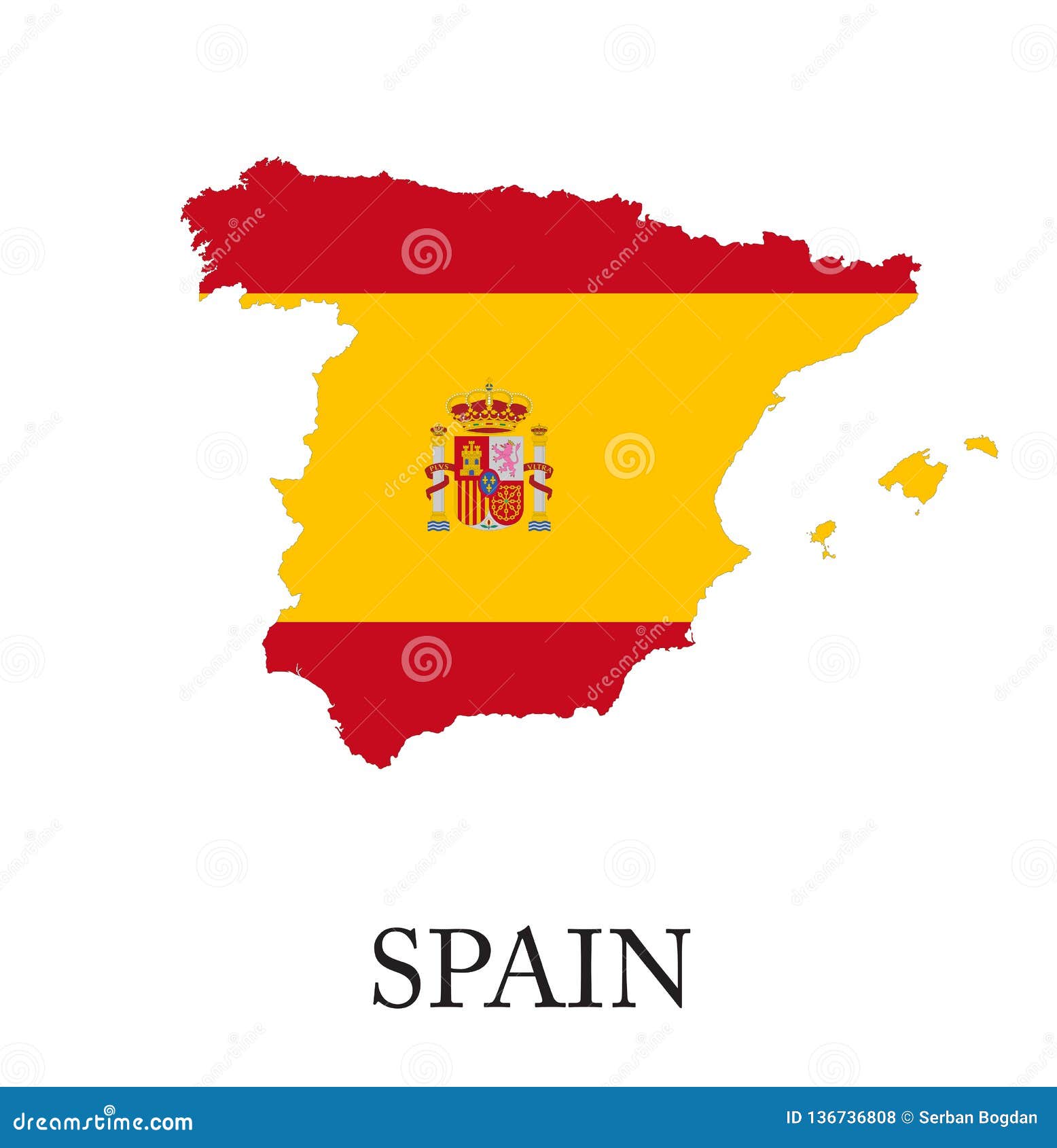 Spain flag map stock vector. Illustration of shape, vector - 136736808
