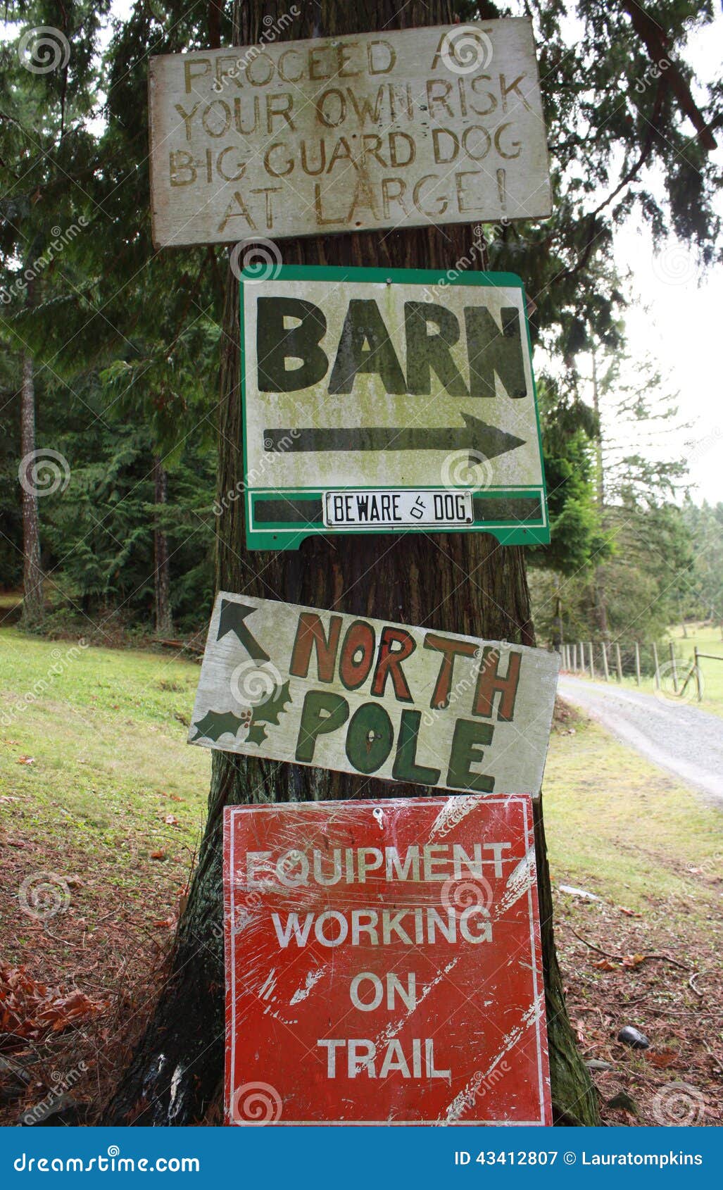Country Signs Posted on a Tree Stock Image - Image of home, countryside ...