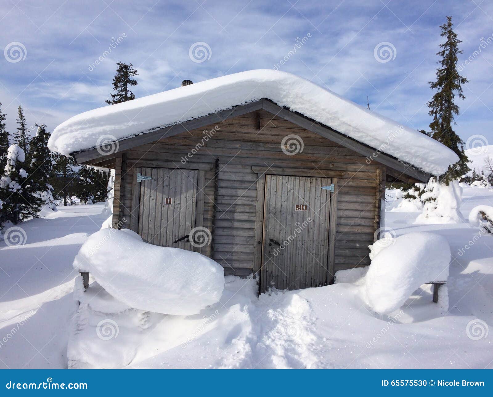 Country Snow Outhouse stock photo. Image of clouds, stars - 65575530