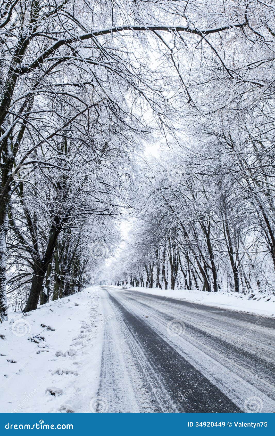 Country snow road. stock image. Image of surface, country - 34920449
