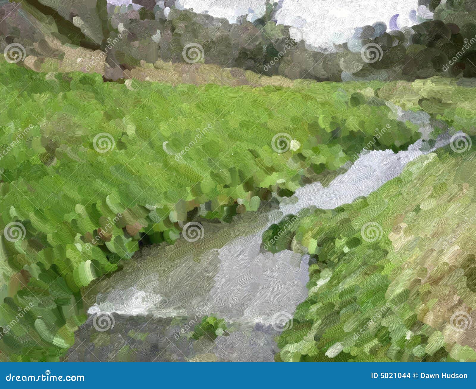 Country stream stock illustration. Illustration of impressionist - 5021044