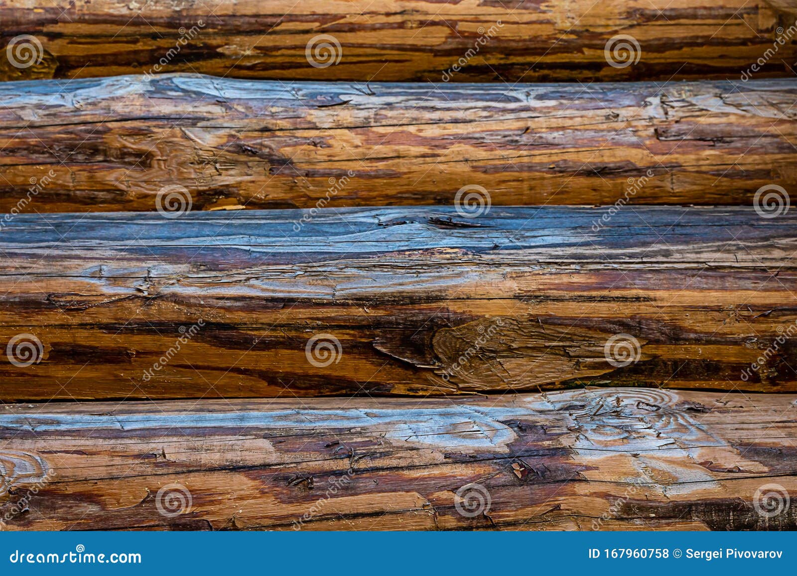 Country Style Parallel Old Pine Logs Wall Rustic Weathered Natural ...