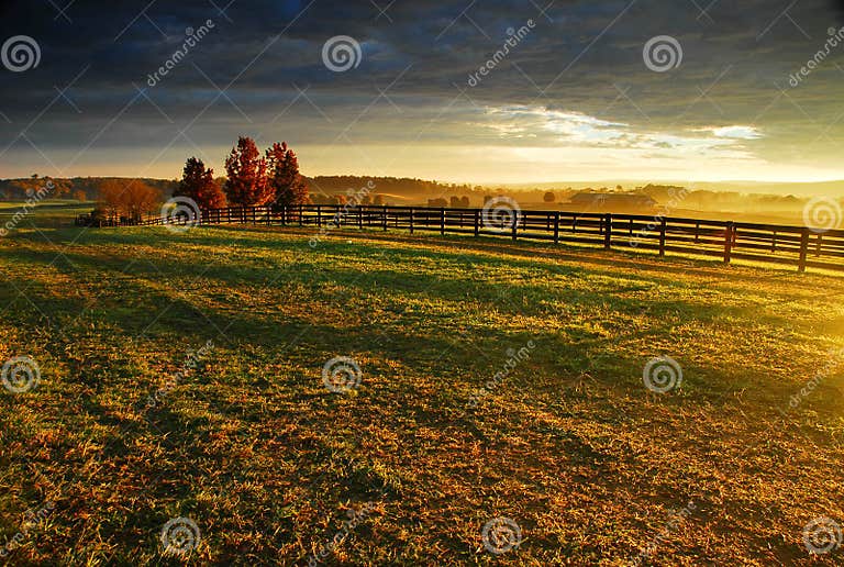 Country sunrise stock photo. Image of fence, clouds, rees - 1535186