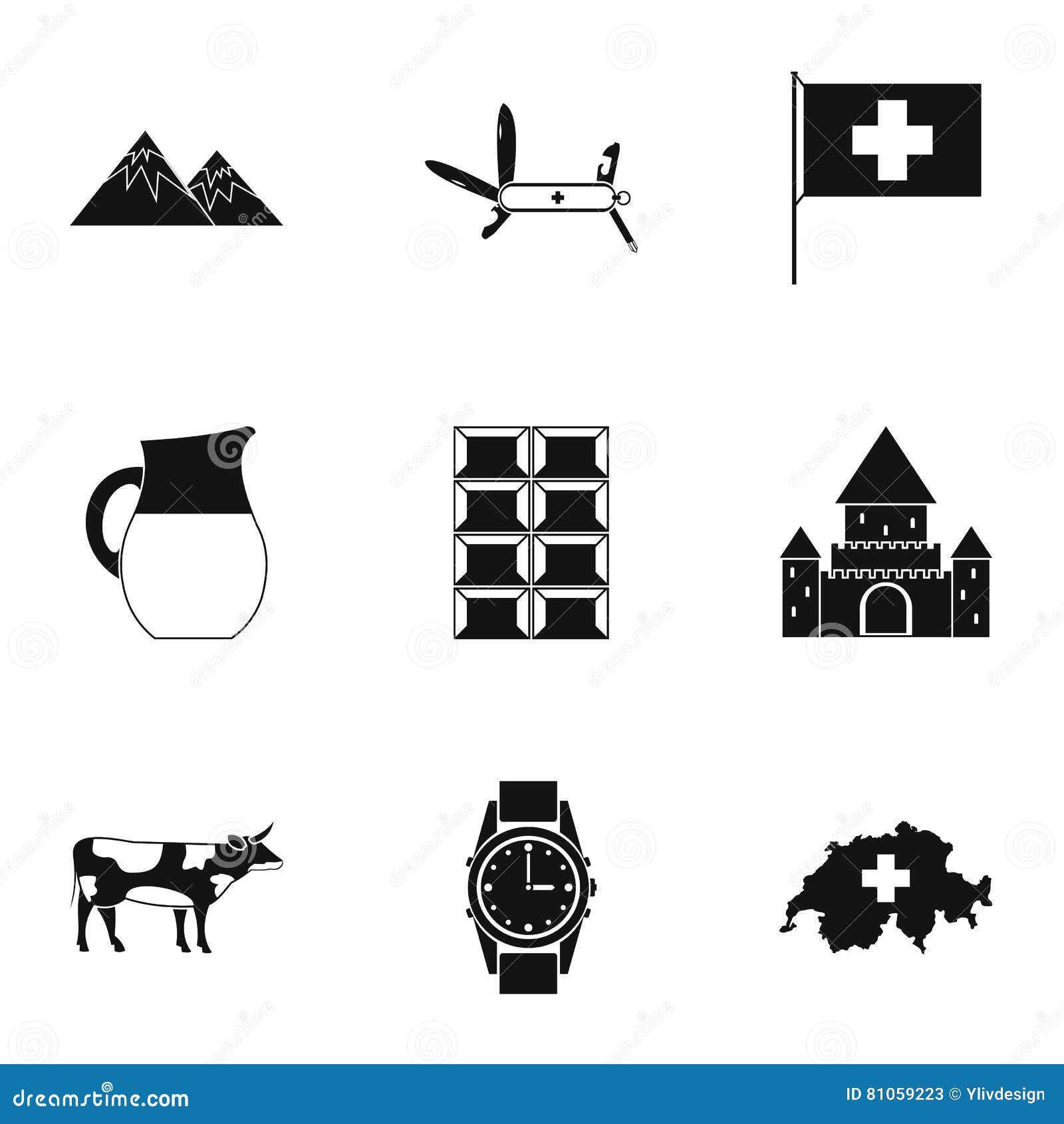 Country Switzerland Icons Set, Simple Style Editorial Stock Photo ...
