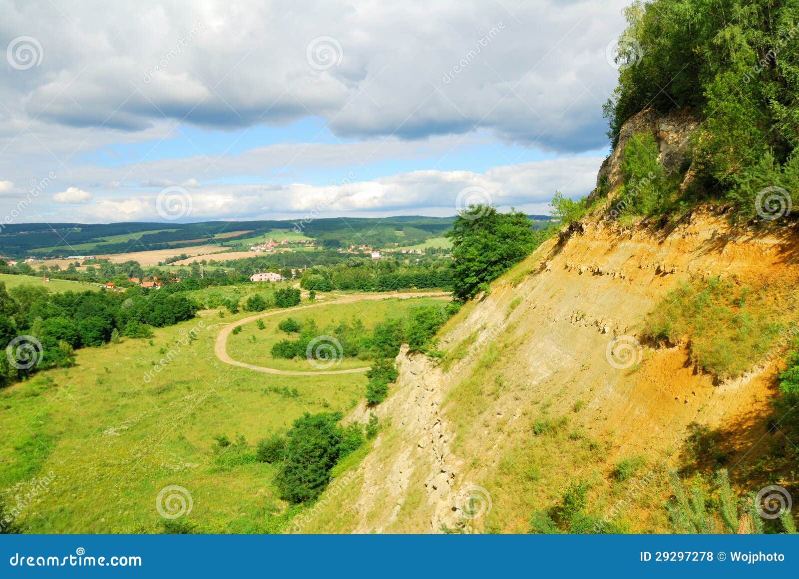 Country View from a Hillside Stock Photo - Image of buildings, inland ...