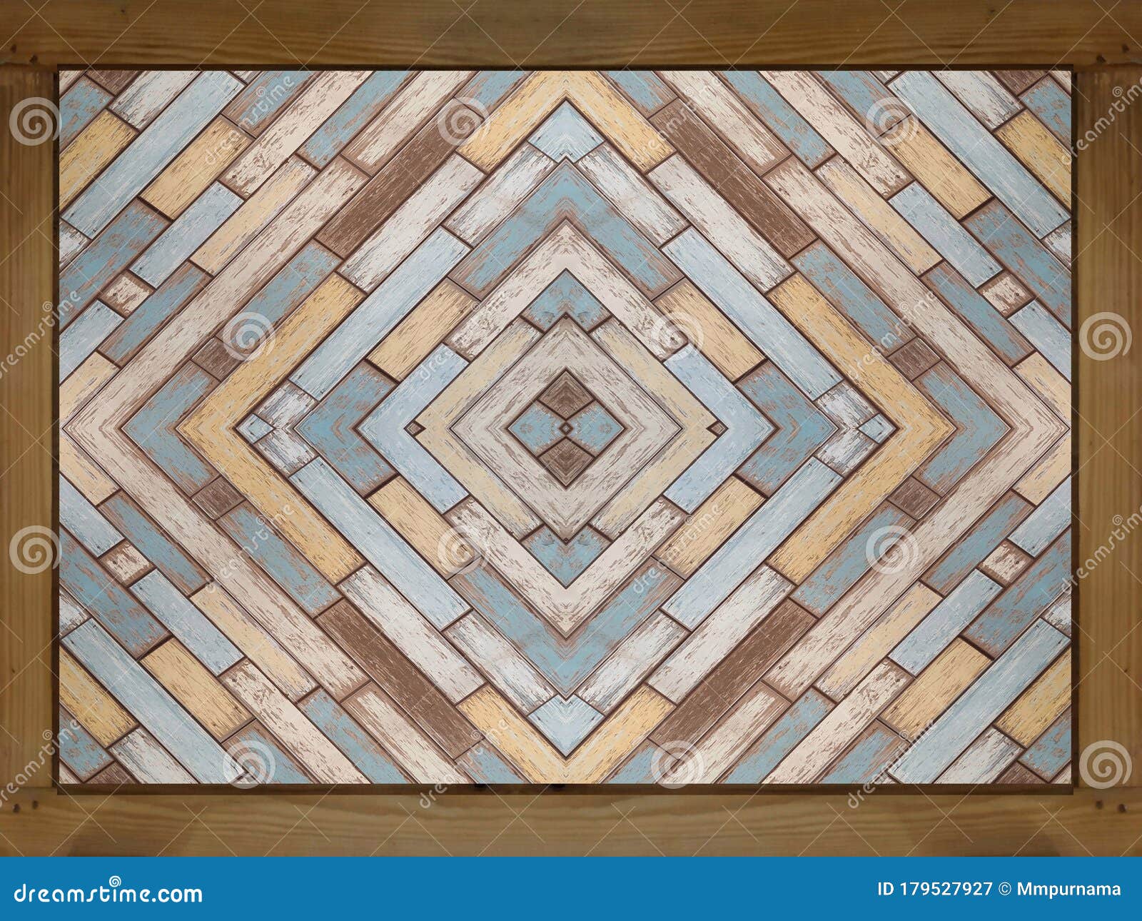 Country Vintage Centered Rhombus Pattern Grey Rectangular Wooden Wall ...