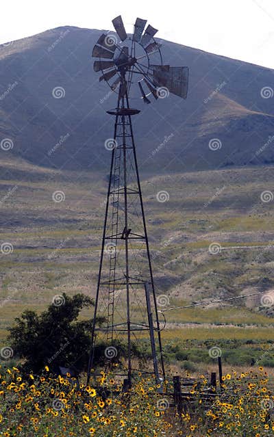 Country Windmill stock photo. Image of mountain, wildflowers - 1217098