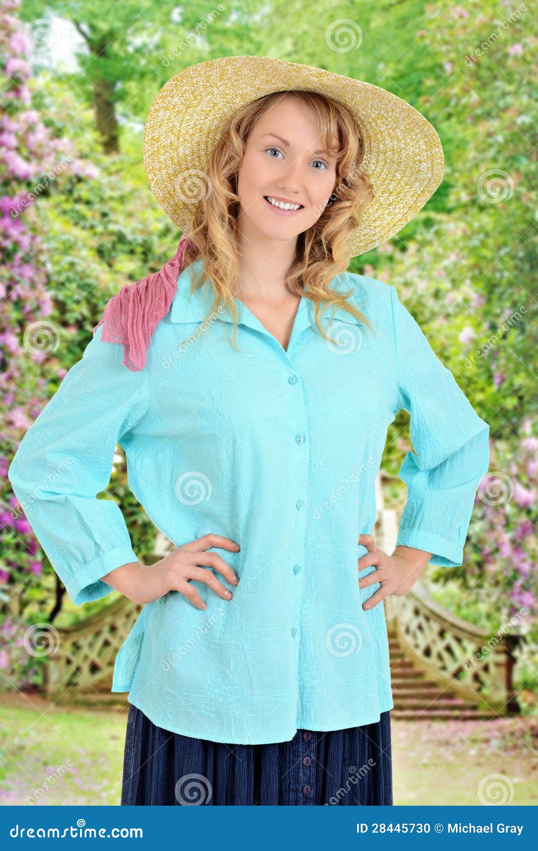 Country woman in a garden stock photo. Image of outdoors - 28445730