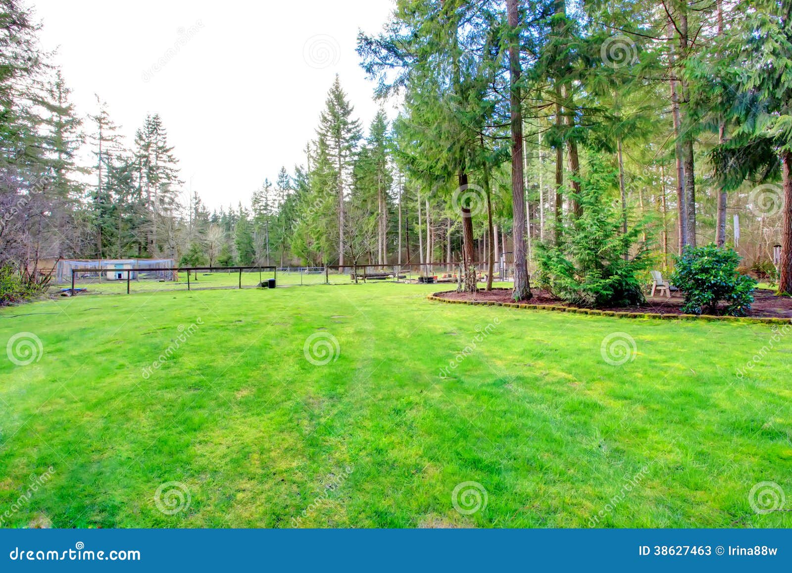 Countryside Backyard with Lawn and Rest Area Stock Image - Image of ...