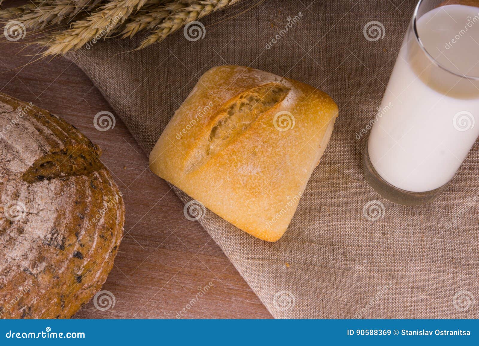 Countryside - Bread with Milk Stock Image - Image of bread, rolls: 90588369