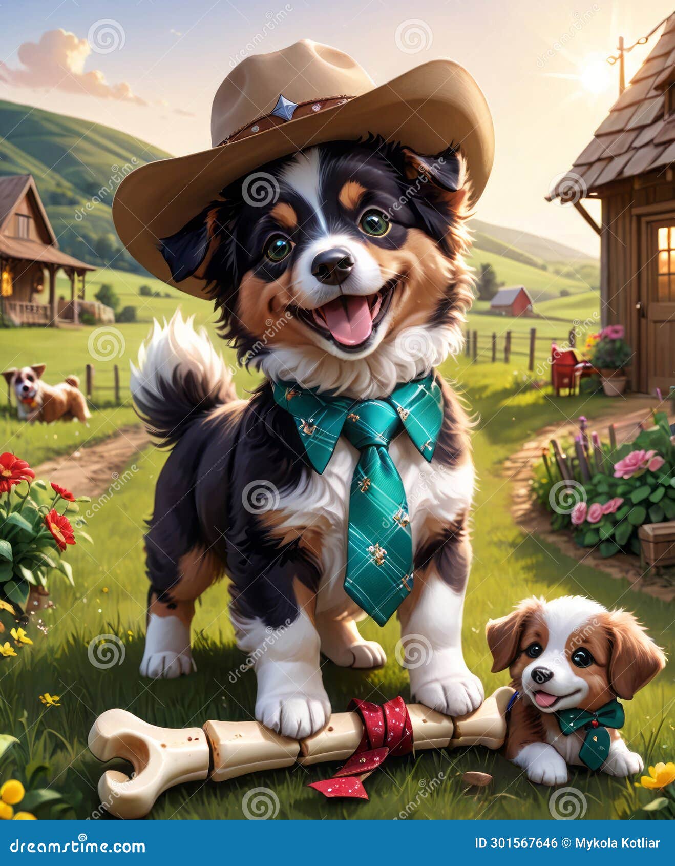 Countryside Charm Dog in Cowboy Hat Stock Photo - Image of idyllic ...
