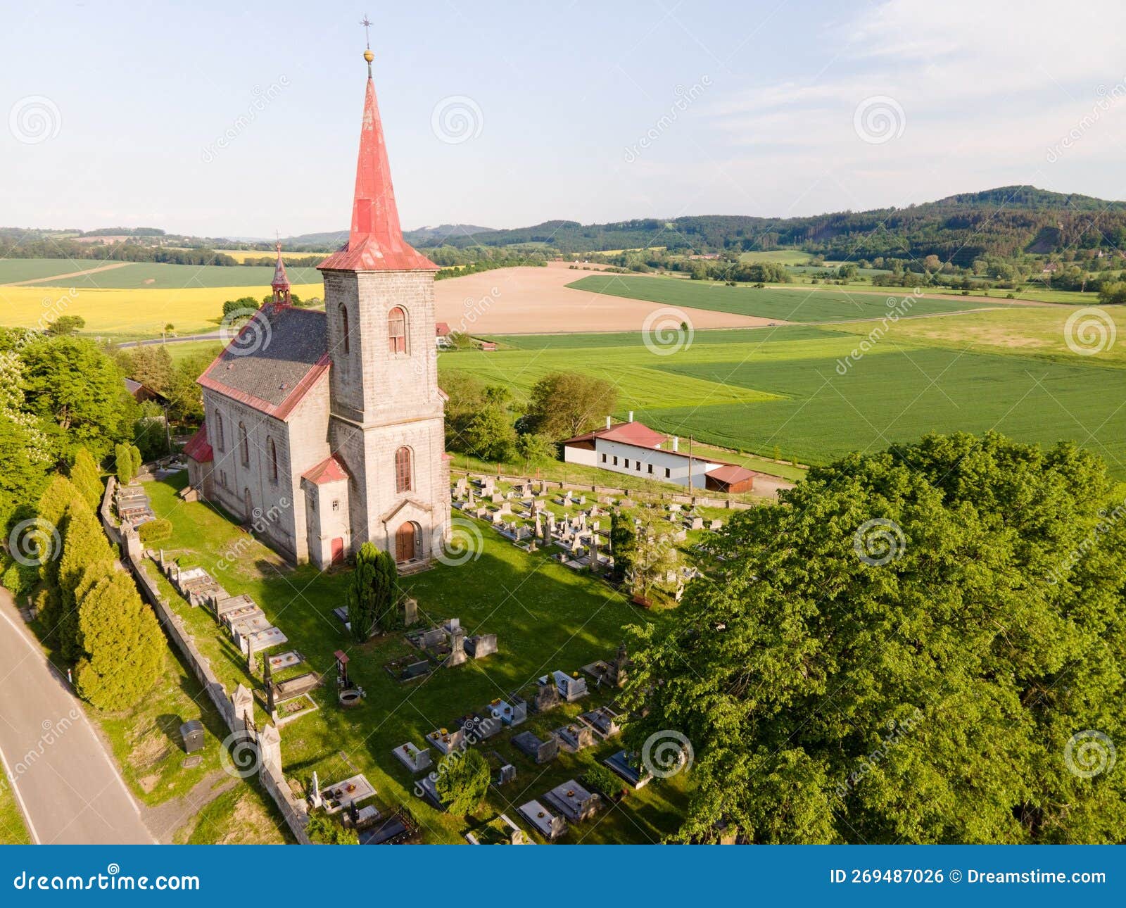 Countryside Church in Summer Stock Photo - Image of view, nature: 269487026